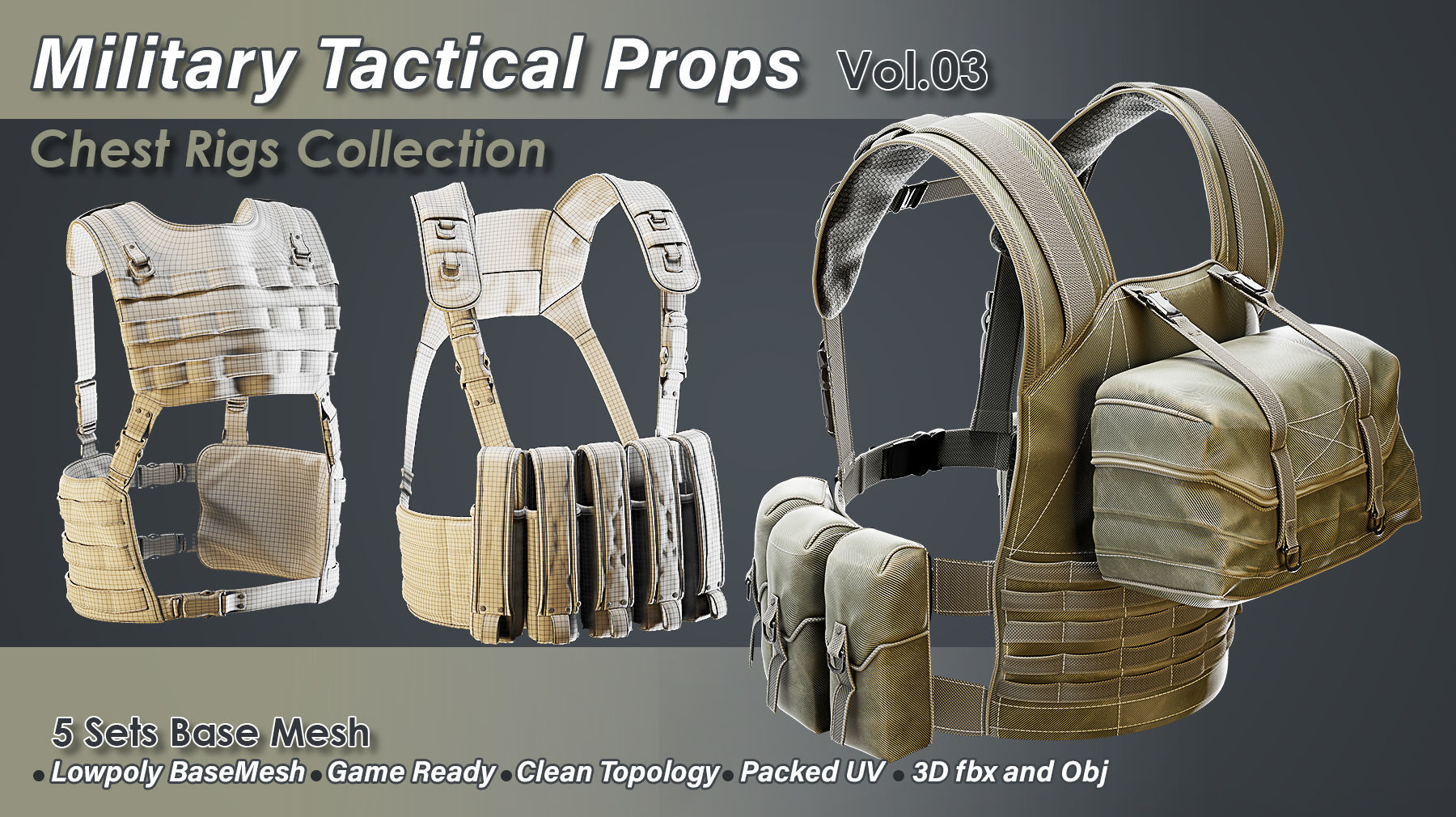 3D model Military Props Vol 03 Chest Rigs Collection VR / AR / low-poly ...