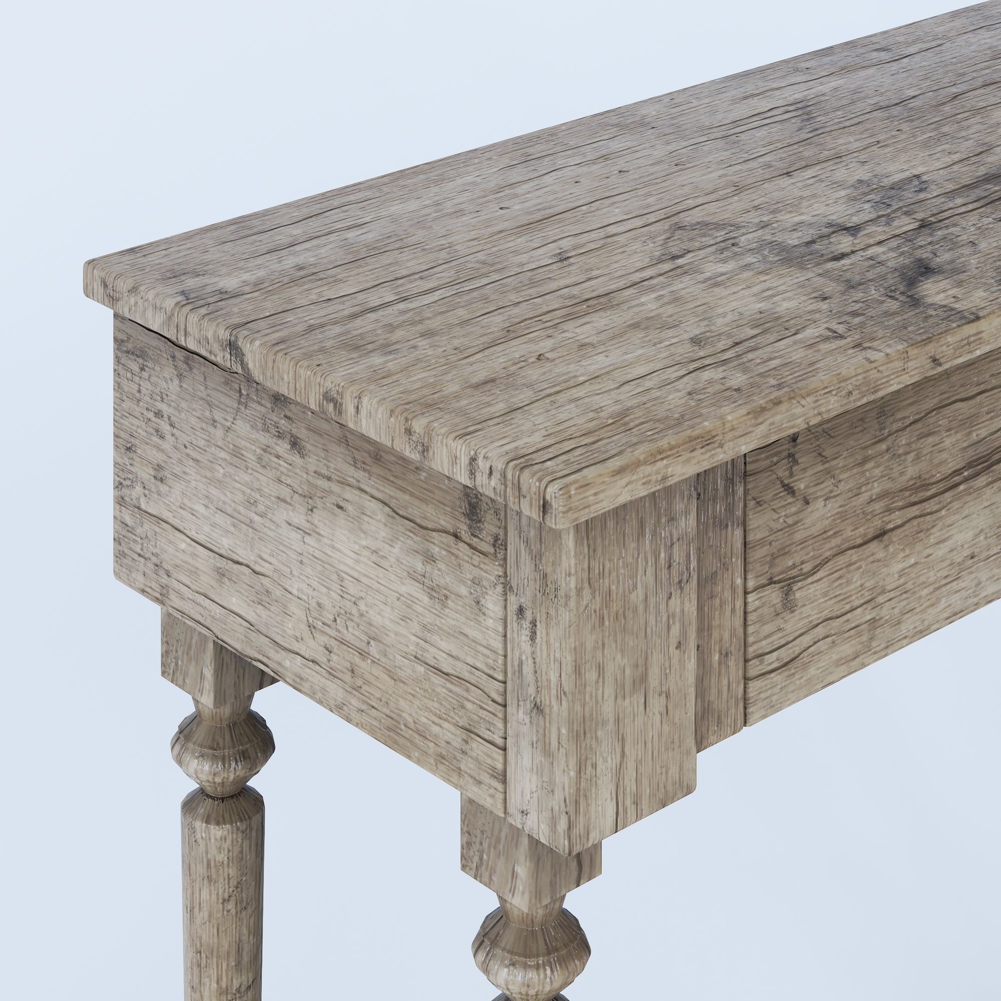 Rustic Narrow Console Table with Drawers 3D model | CGTrader