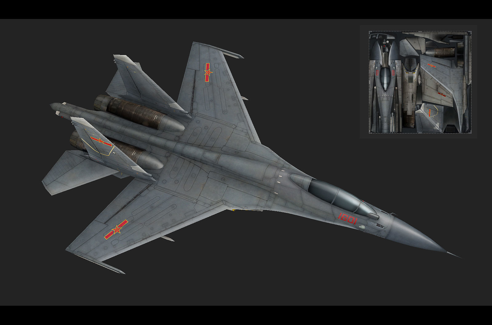 3D model Chinese J16 fighter jet Hand painted Low-poly game model VR ...