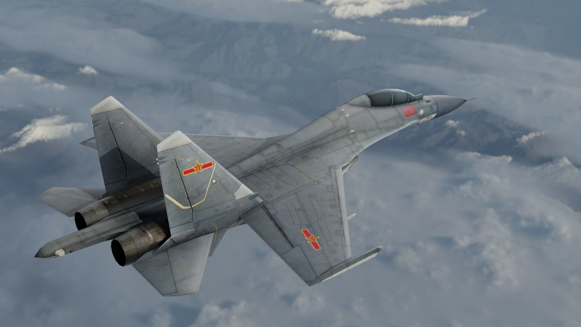 3D model Chinese J16 fighter jet Hand painted Low-poly game model VR ...