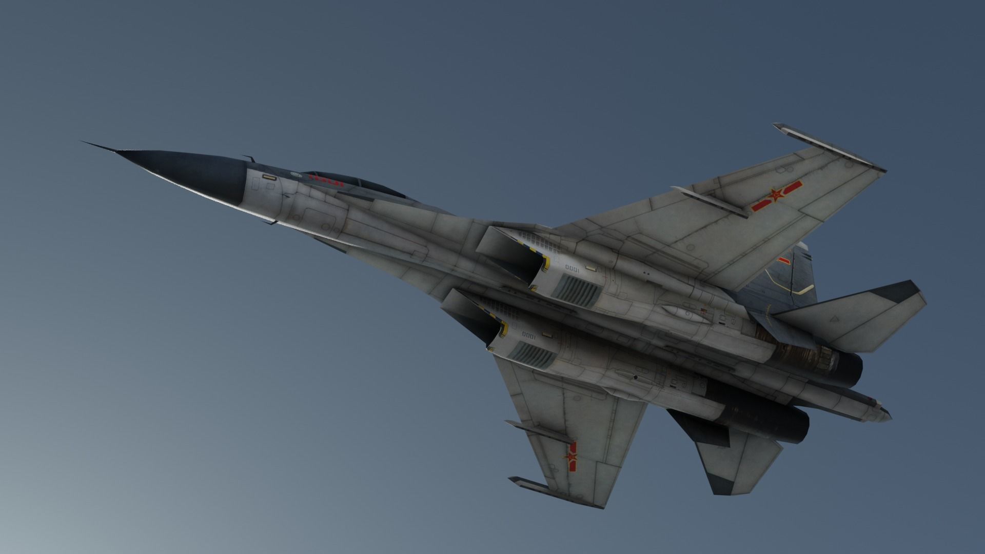 3D model Chinese J16 fighter jet Hand painted Low-poly game model VR ...