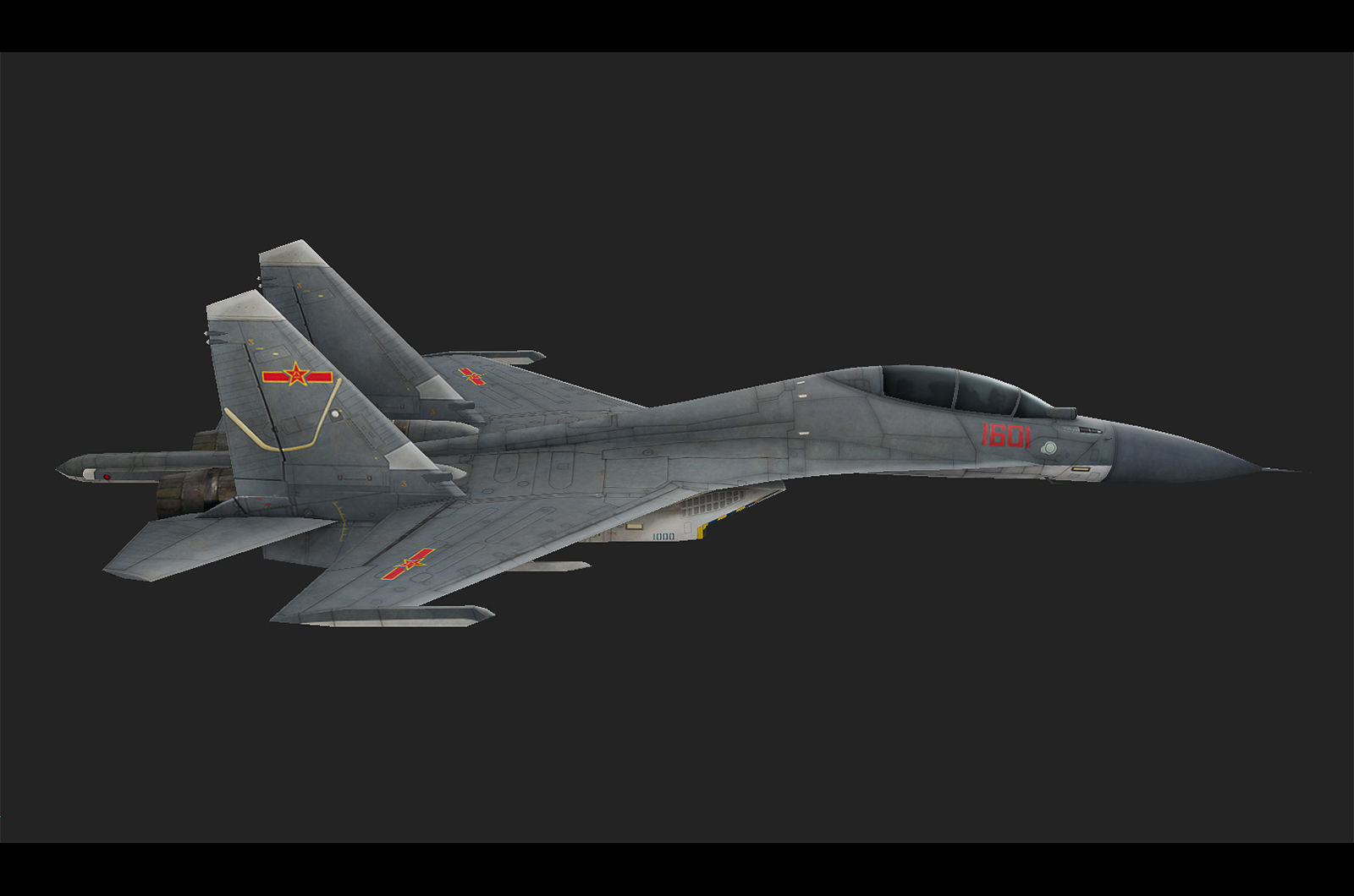 3D model Chinese J16 fighter jet Hand painted Low-poly game model VR ...