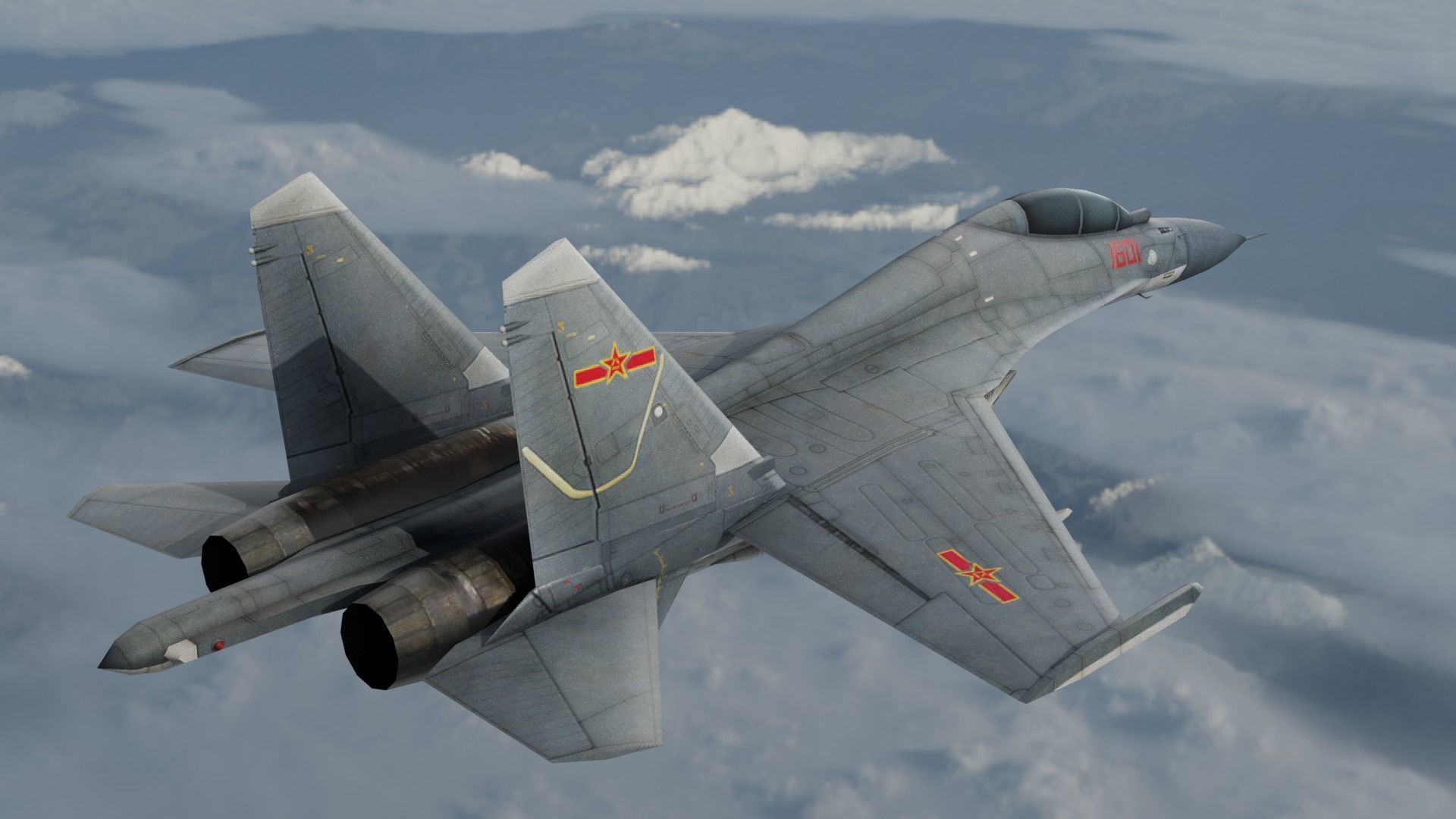 3D model Chinese J16 fighter jet Hand painted Low-poly game model VR ...