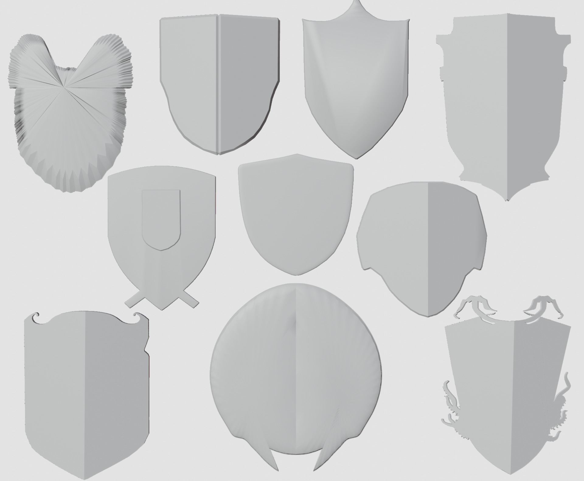 3D model 10 low poly Shields V3 Low-poly 3D model VR / AR / low-poly | CGTrader