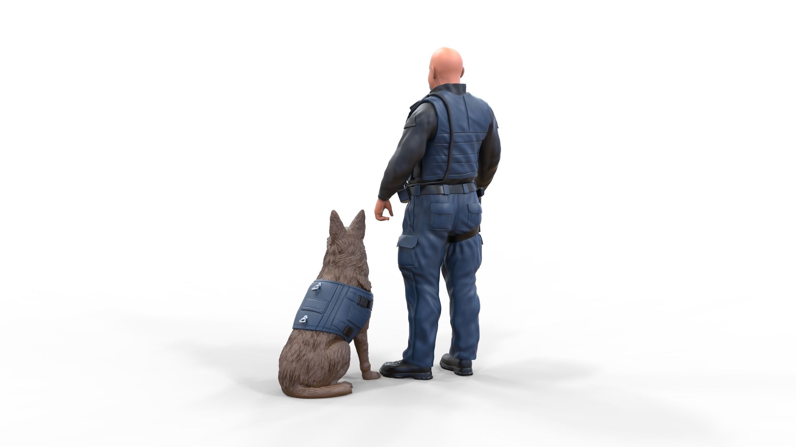 K9 police officer with dog 3D model 3D printable | CGTrader