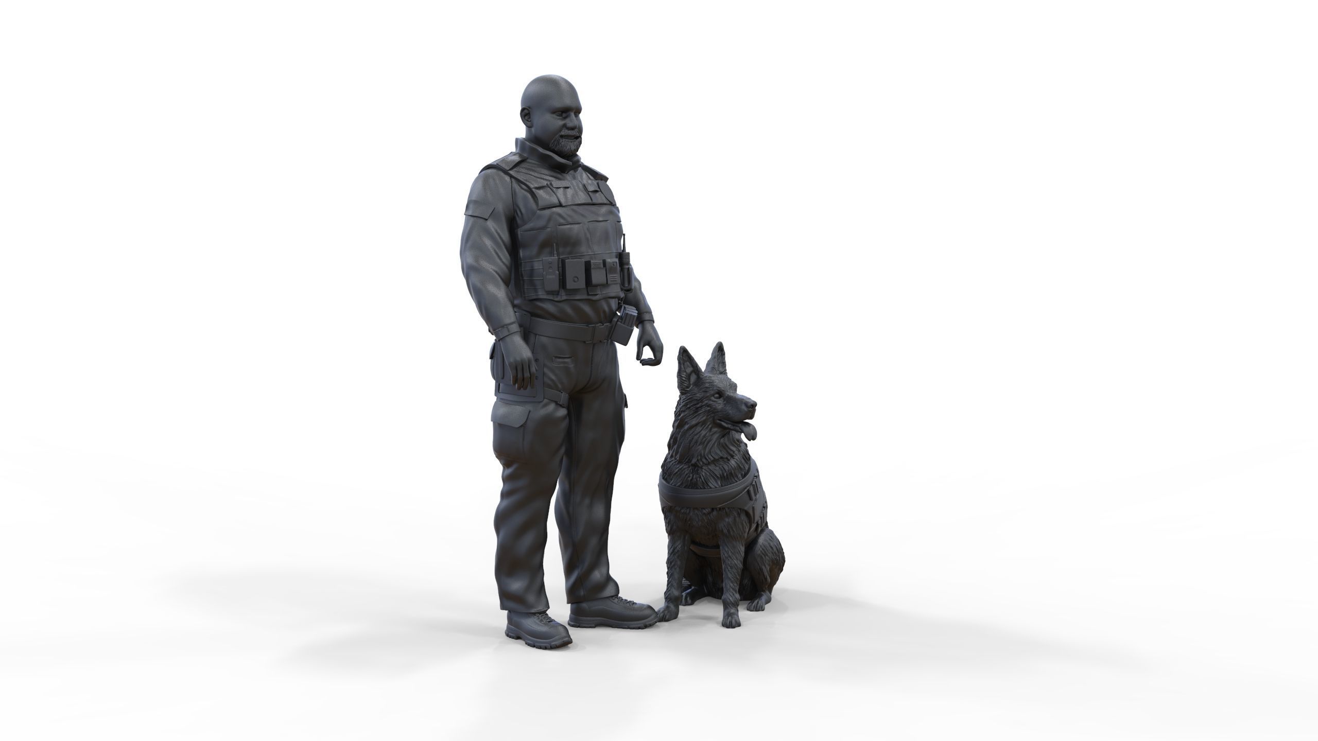 K9 police officer with dog 3D model 3D printable | CGTrader