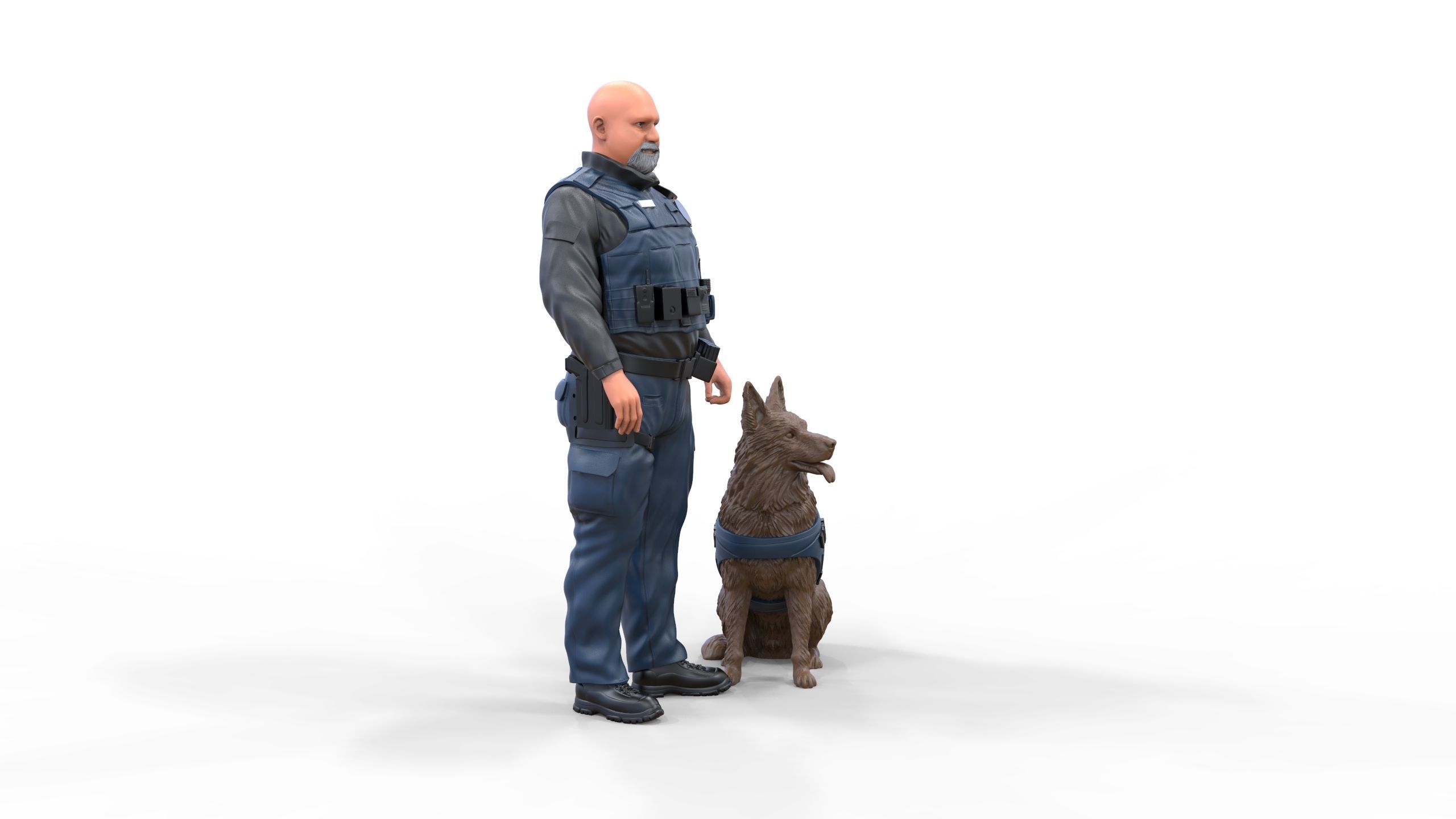 K9 police officer with dog 3D model 3D printable | CGTrader
