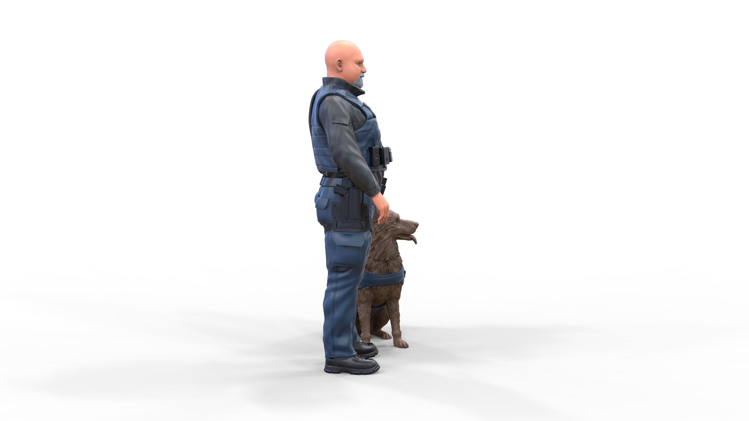 K9 police officer with dog 3D model 3D printable | CGTrader
