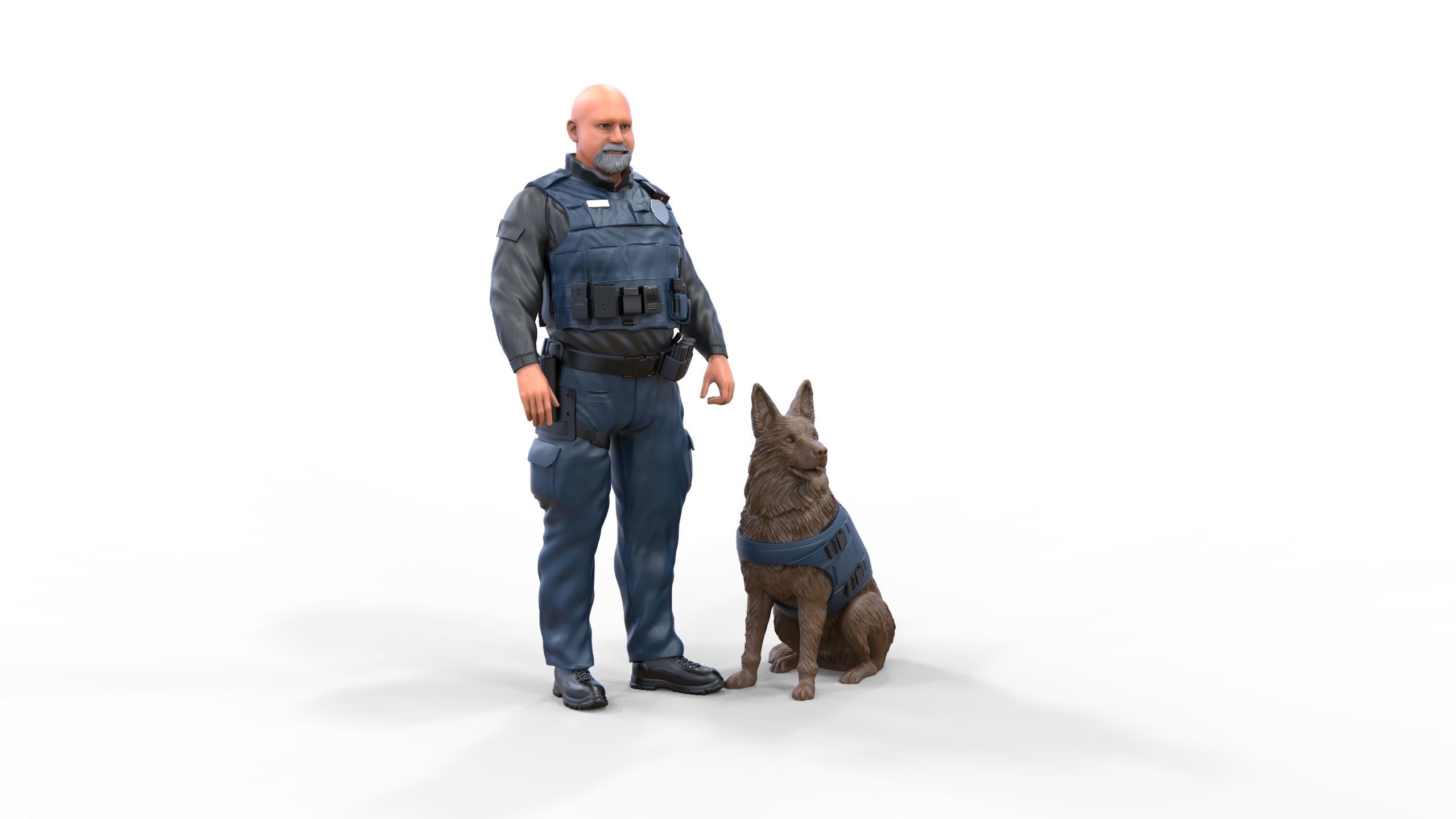 K9 police officer with dog 3D model 3D printable | CGTrader
