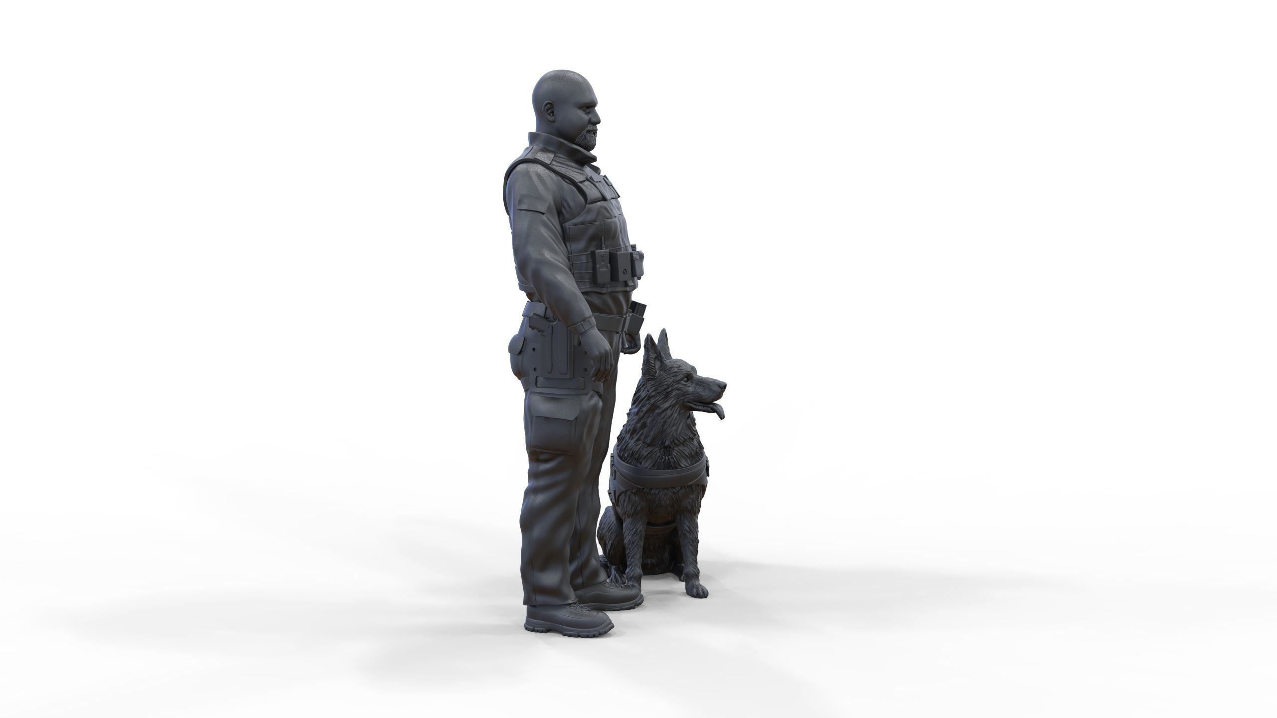 K9 police officer with dog 3D model 3D printable | CGTrader