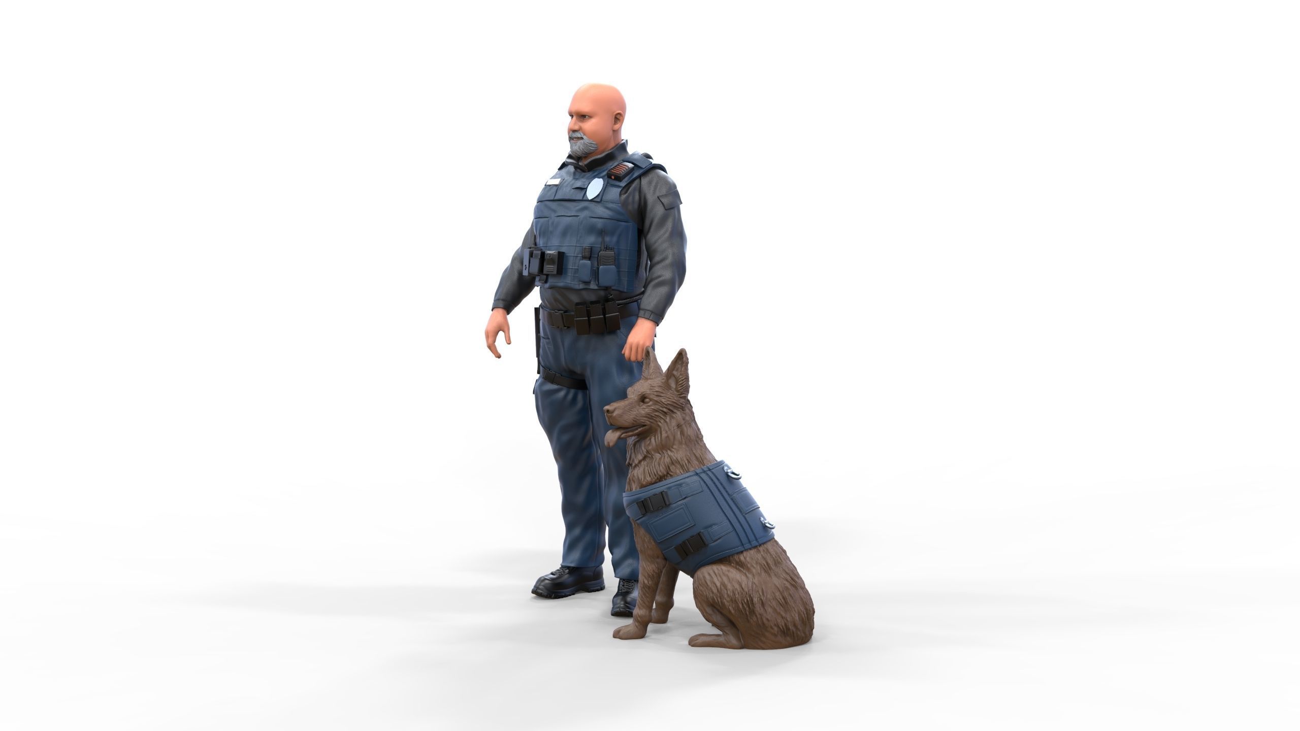 K9 police officer with dog 3D model 3D printable | CGTrader