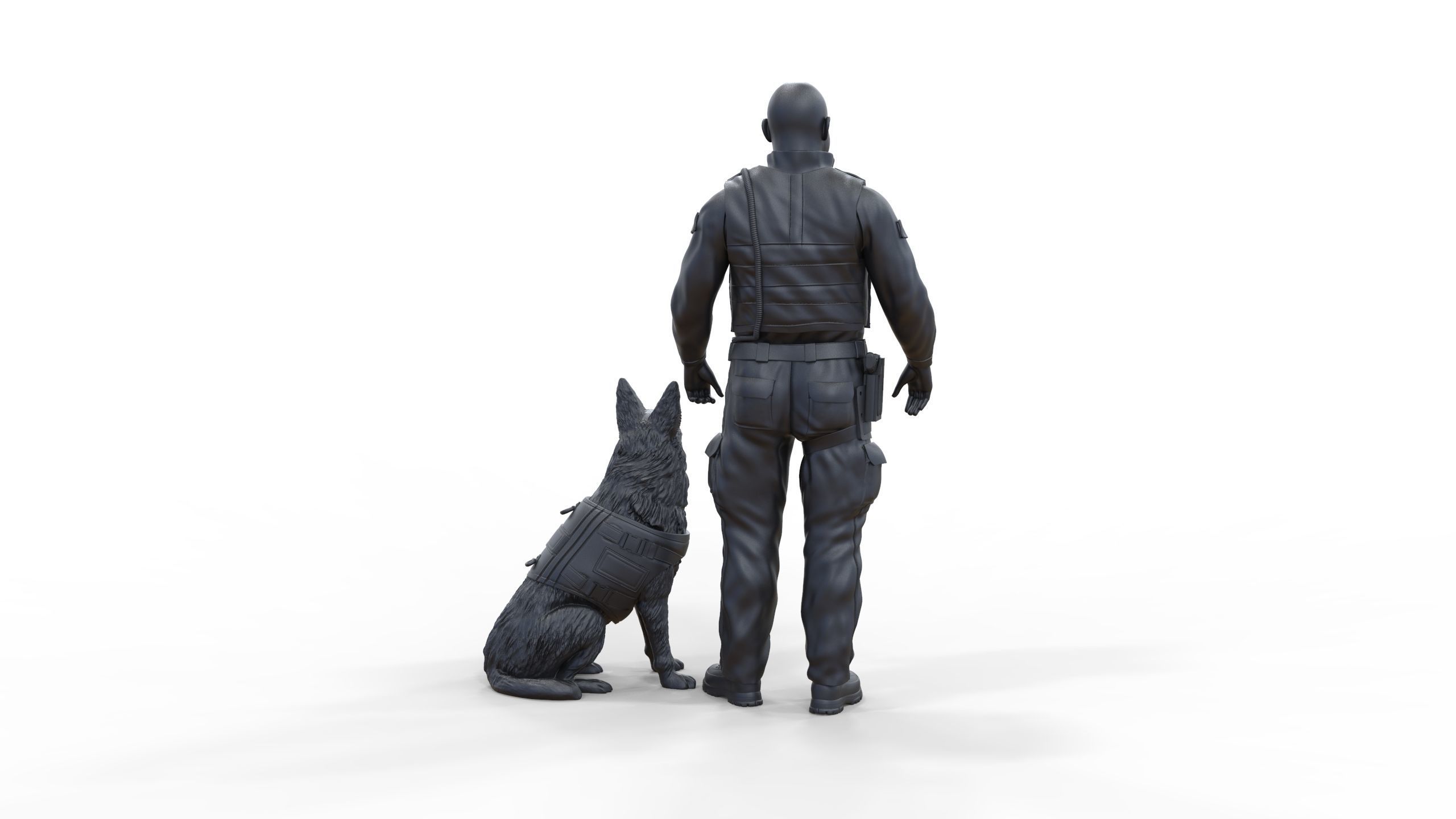 K9 police officer with dog 3D model 3D printable | CGTrader