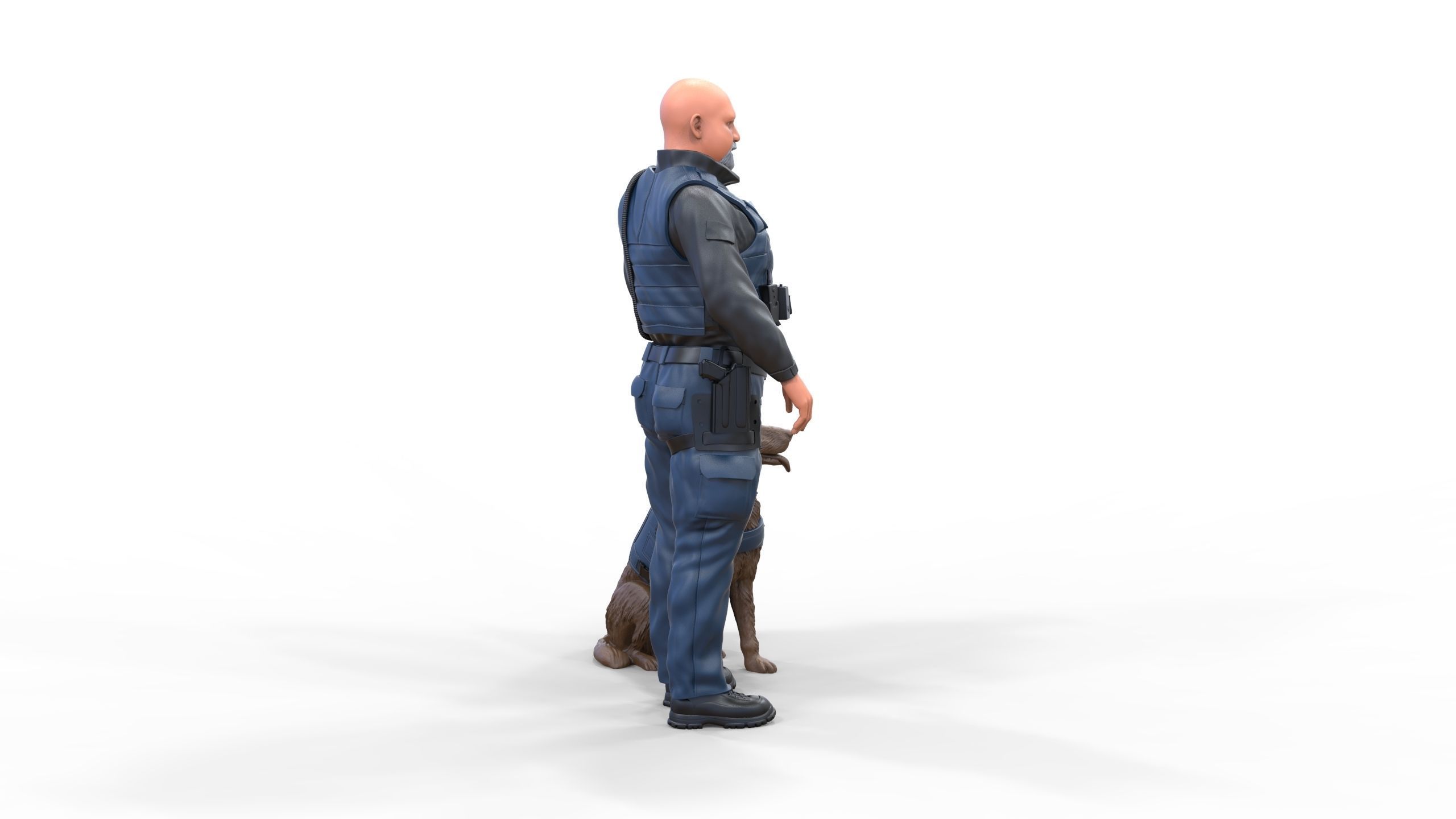 K9 police officer with dog 3D model 3D printable | CGTrader