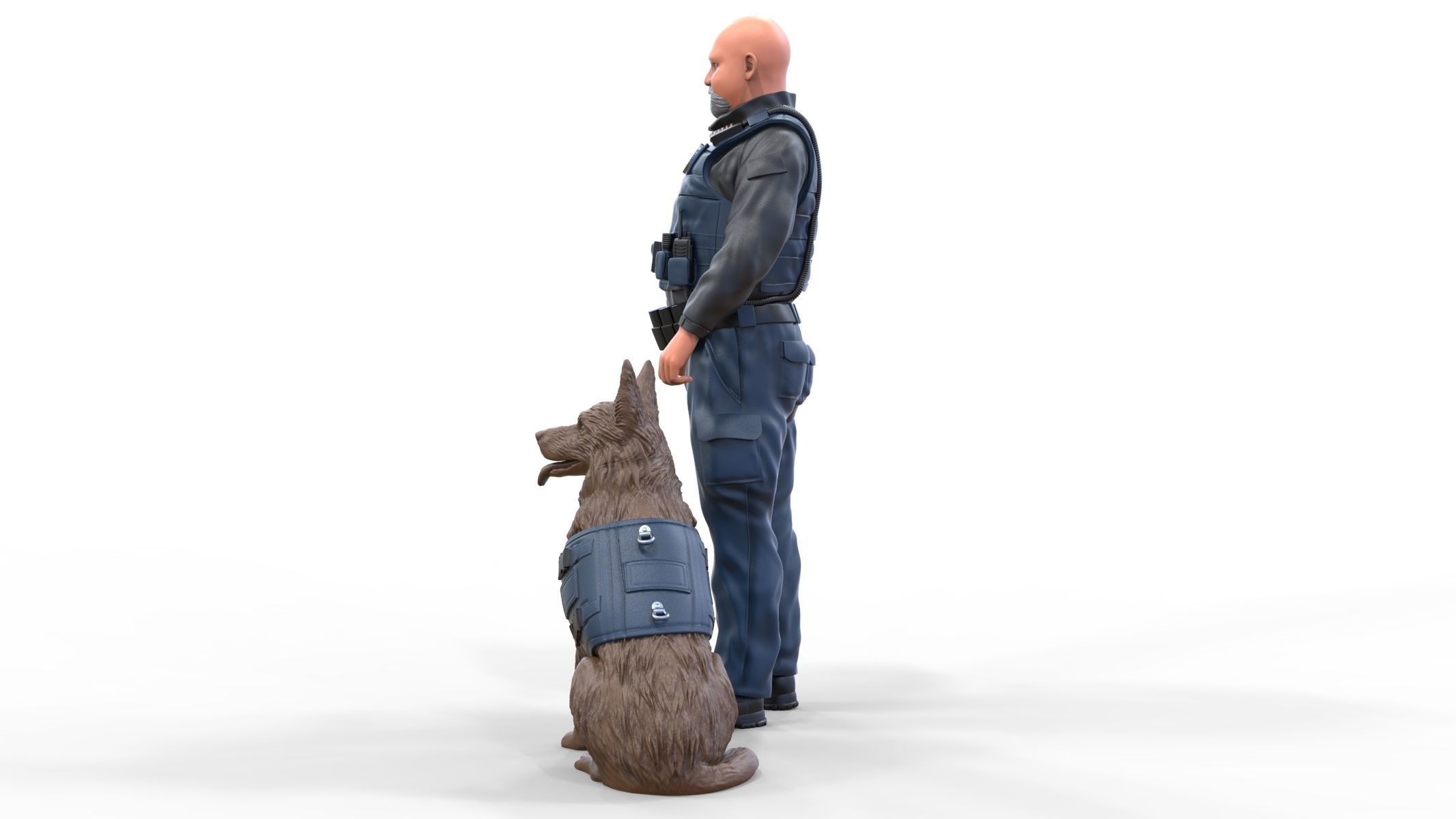 K9 police officer with dog 3D model 3D printable | CGTrader