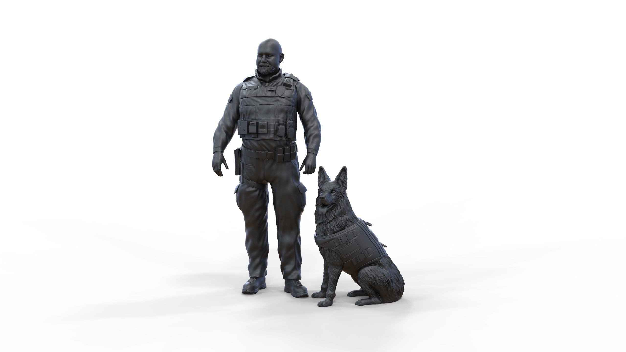 K9 police officer with dog 3D model 3D printable | CGTrader
