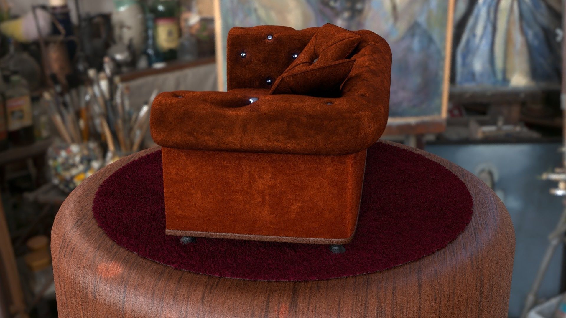 3D model Chesterfield sofa lowpoly and subdivideable VR / AR / low-poly ...