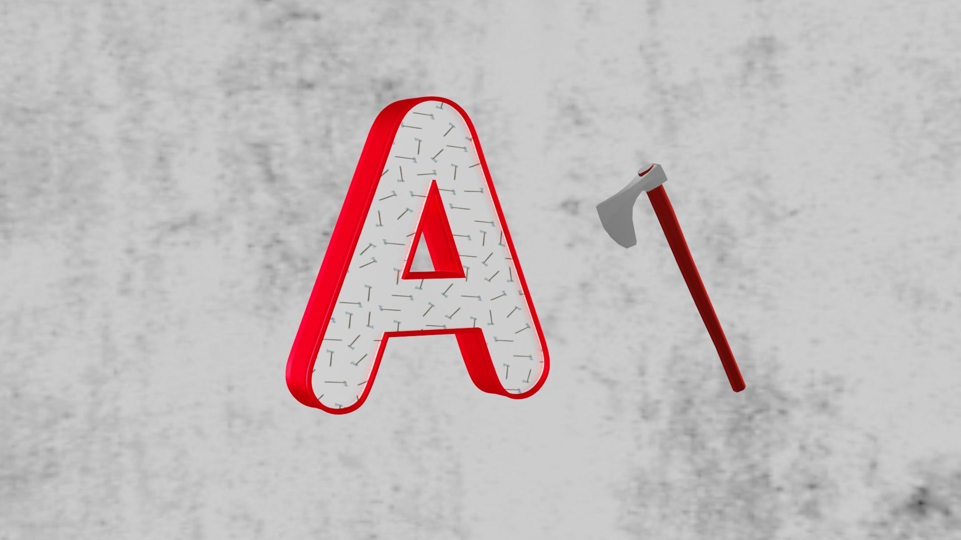 Alphabet 3d Model A letter with axe 3D model 3D printable | CGTrader