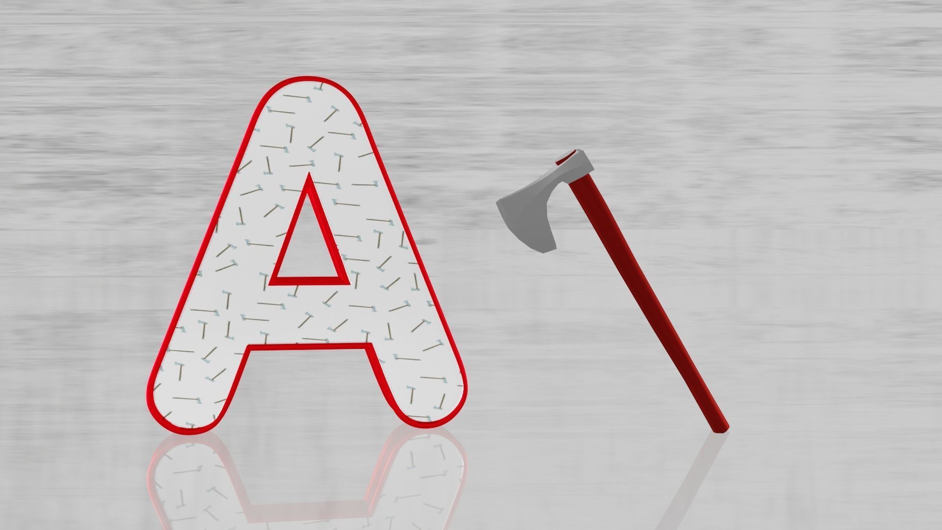 Alphabet 3d Model A letter with axe 3D model 3D printable | CGTrader