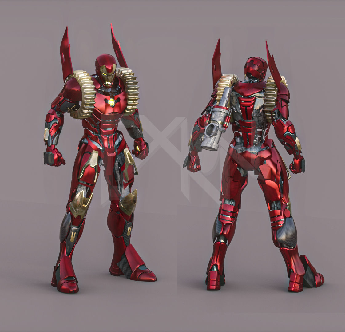 Iron Man MK63 Godbuster Armor 3D model rigged | CGTrader