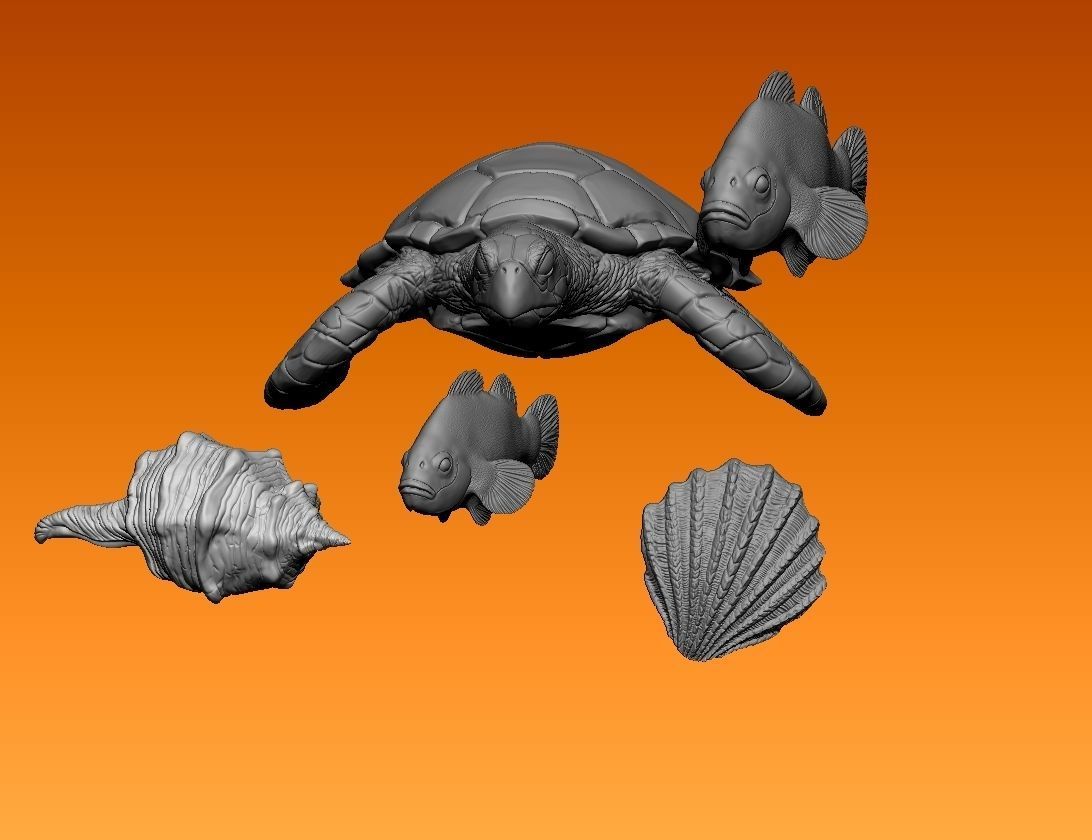 Turtle and fish 3d printable 3D model 3D printable | CGTrader