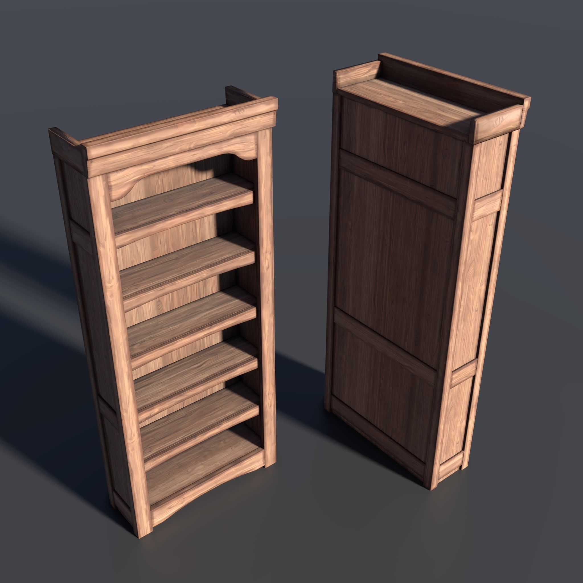 3D model Wooden Bookcases VR / AR / low-poly | CGTrader