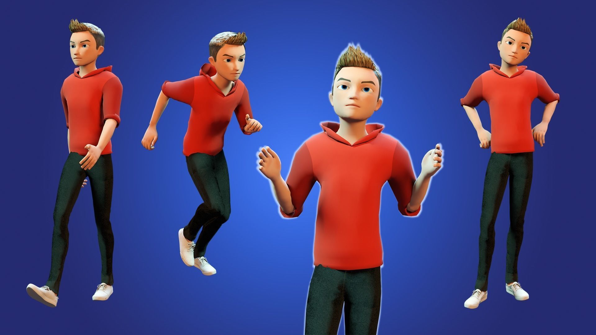 3D model Emma and lucas Cartoon character with control Rig Low-poly VR ...