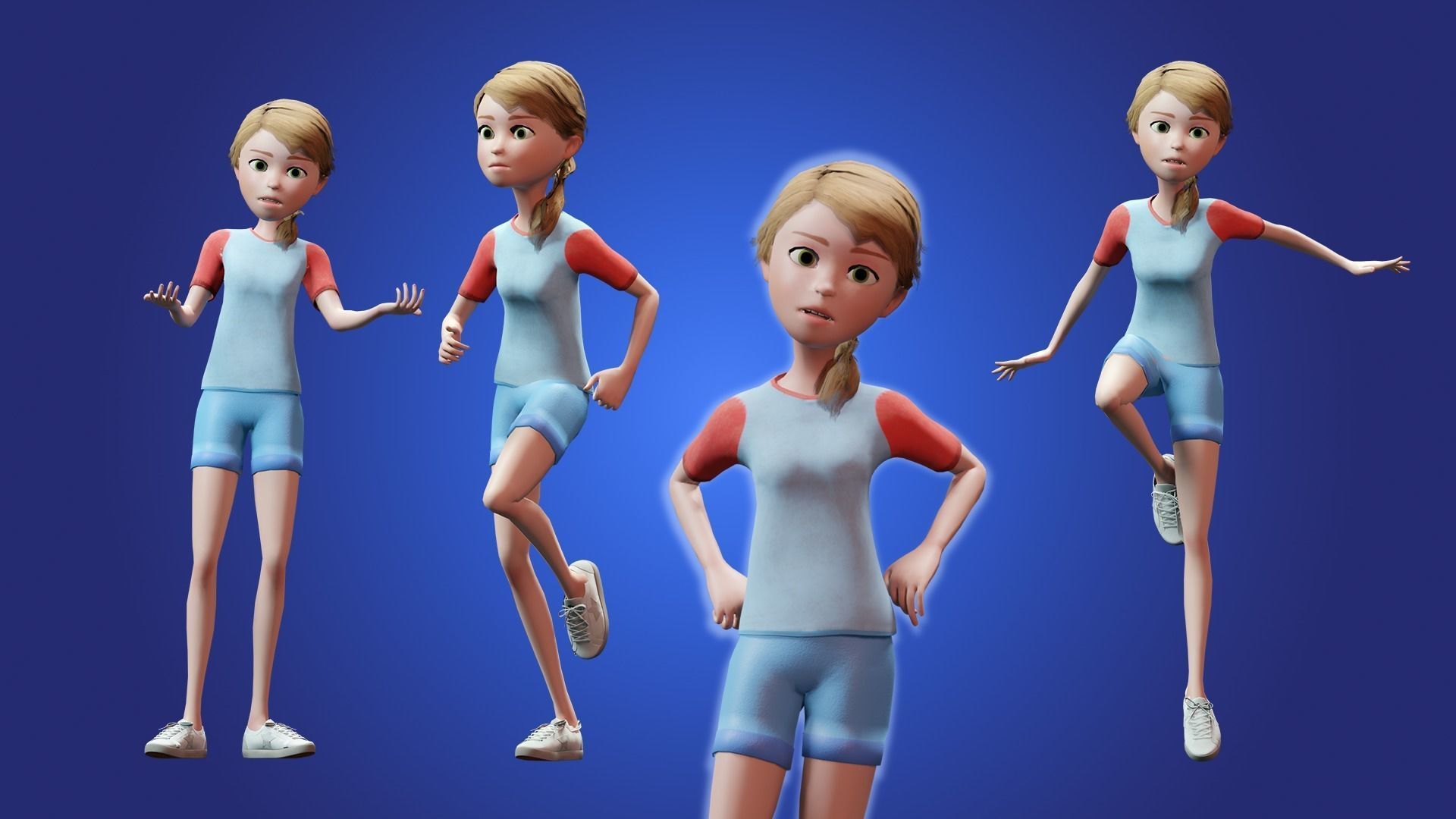 3D model Emma and lucas Cartoon character with control Rig Low-poly VR ...