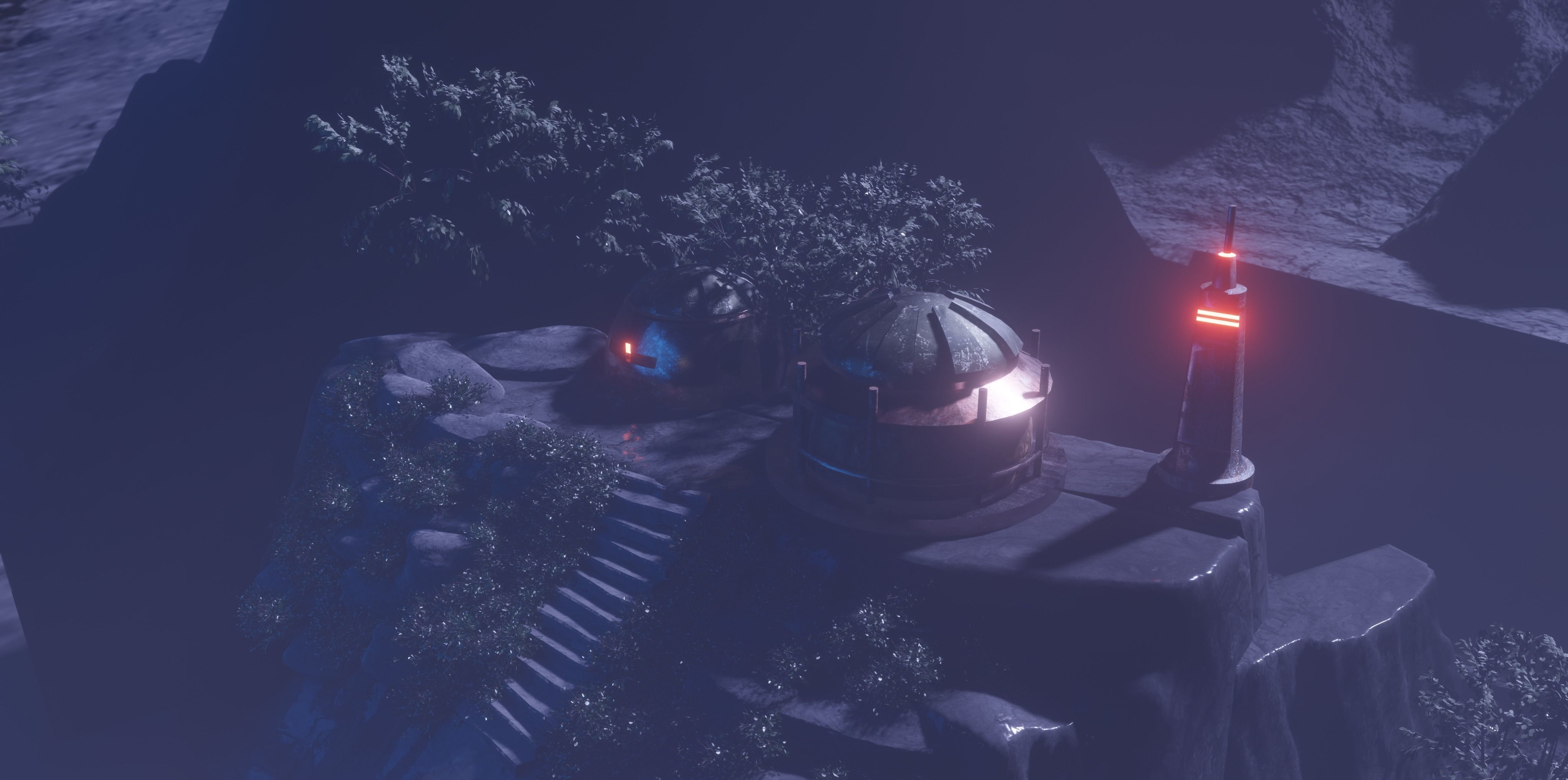 3D model 3d Low Poly Dark Concept Art Scene VR / AR / low-poly animated ...