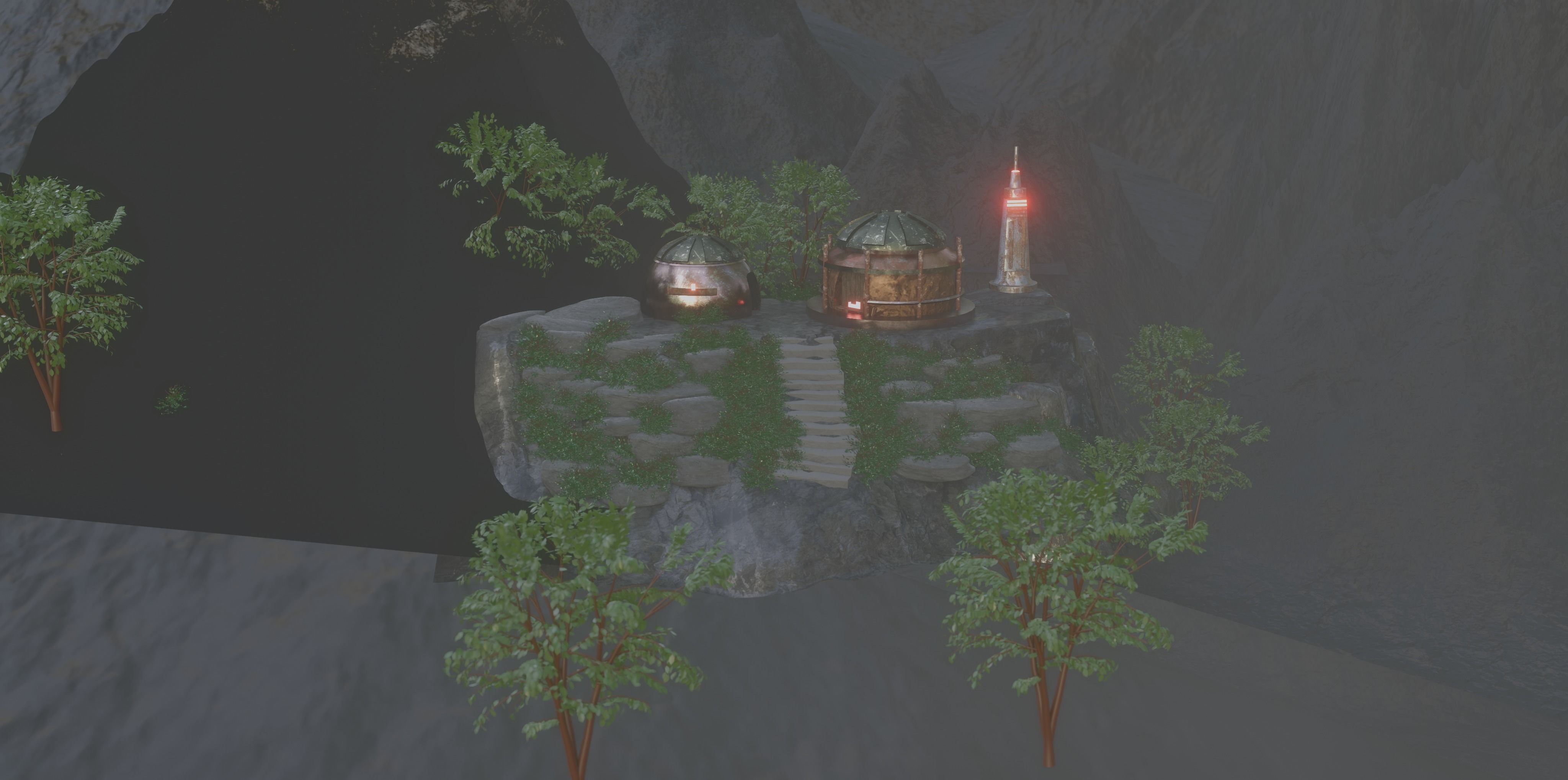 3D model 3d Low Poly Dark Concept Art Scene VR / AR / low-poly animated ...