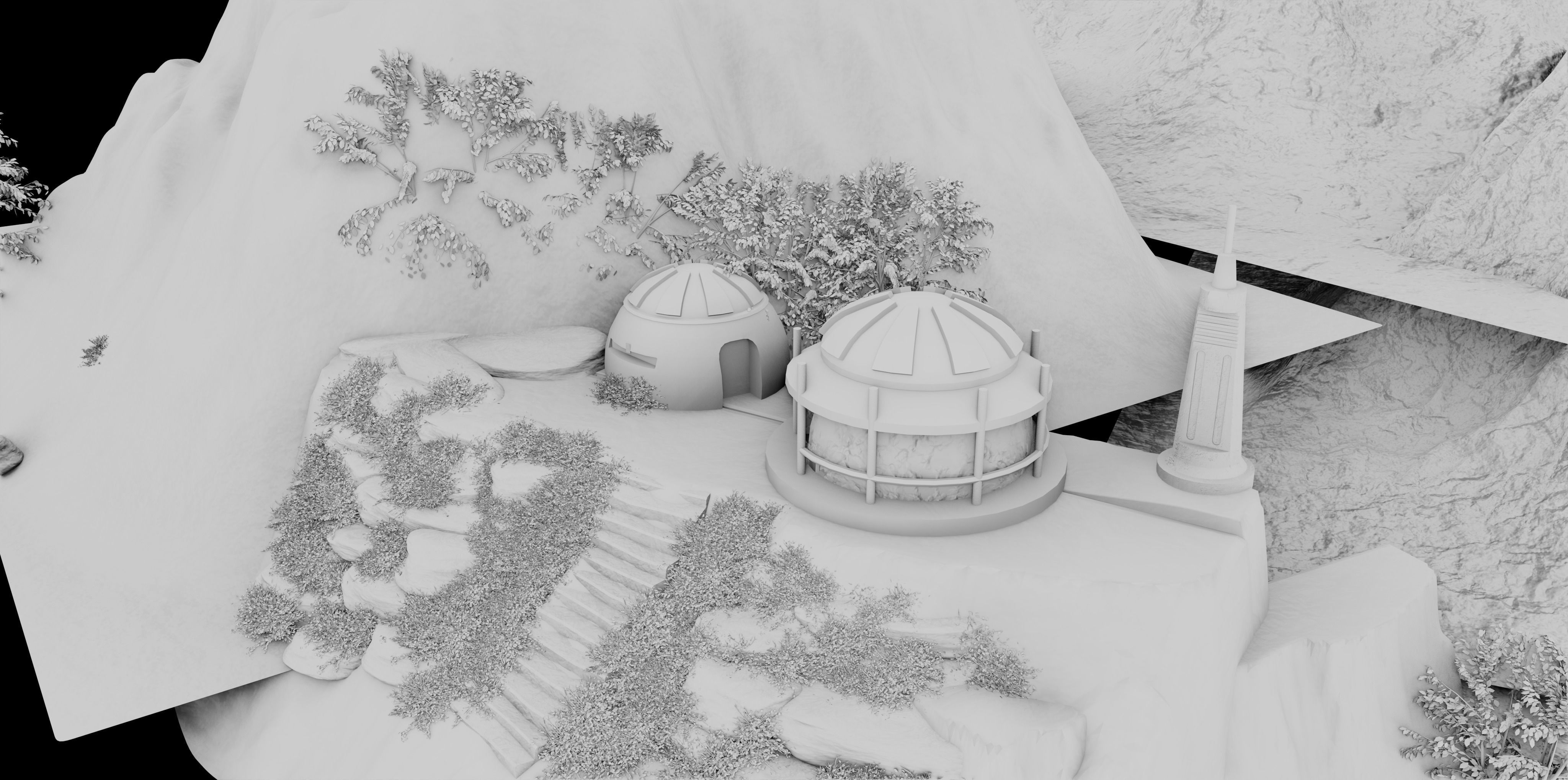 3D model 3d Low Poly Dark Concept Art Scene VR / AR / low-poly animated ...