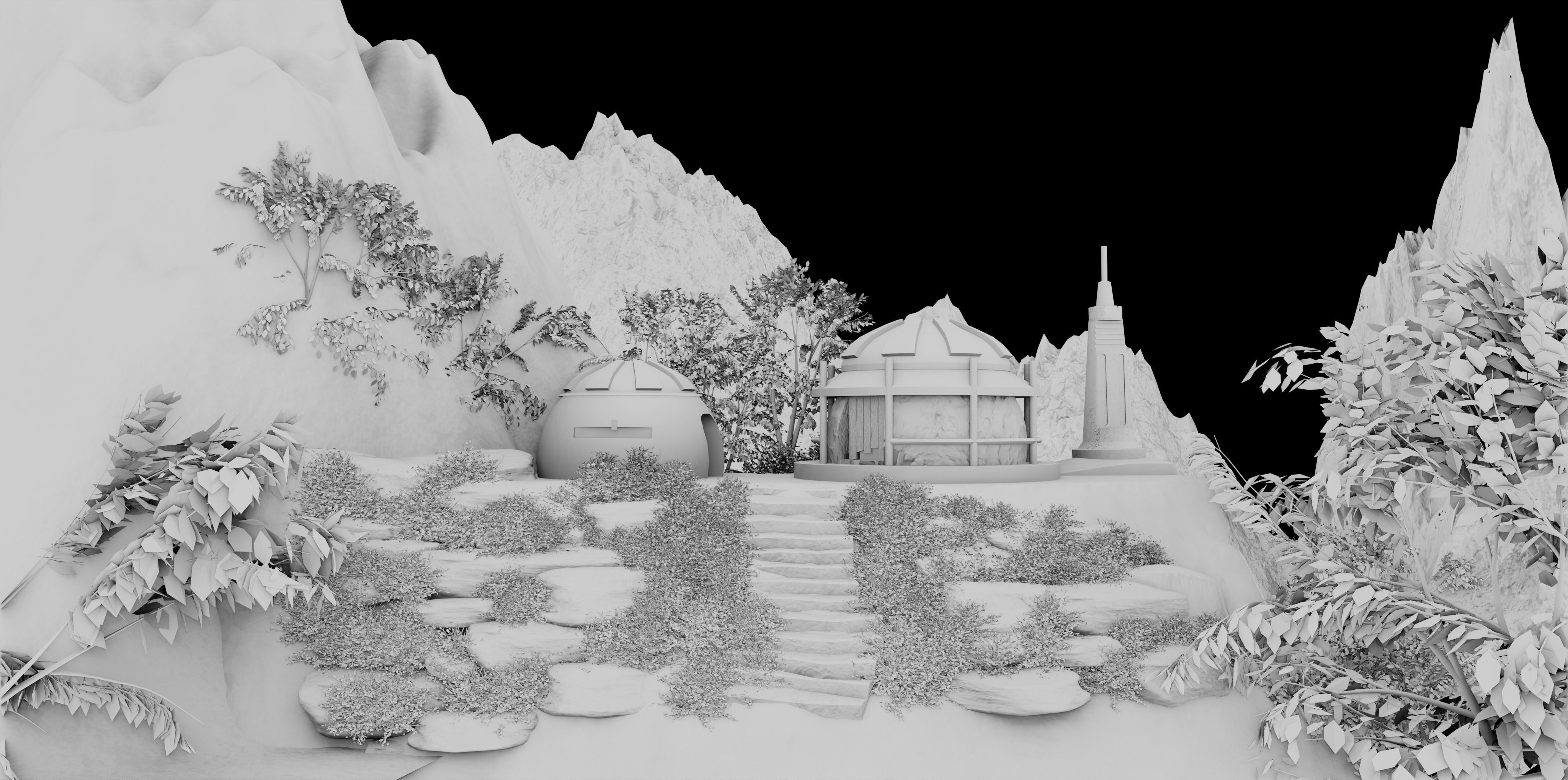 3D model 3d Low Poly Dark Concept Art Scene VR / AR / low-poly animated ...