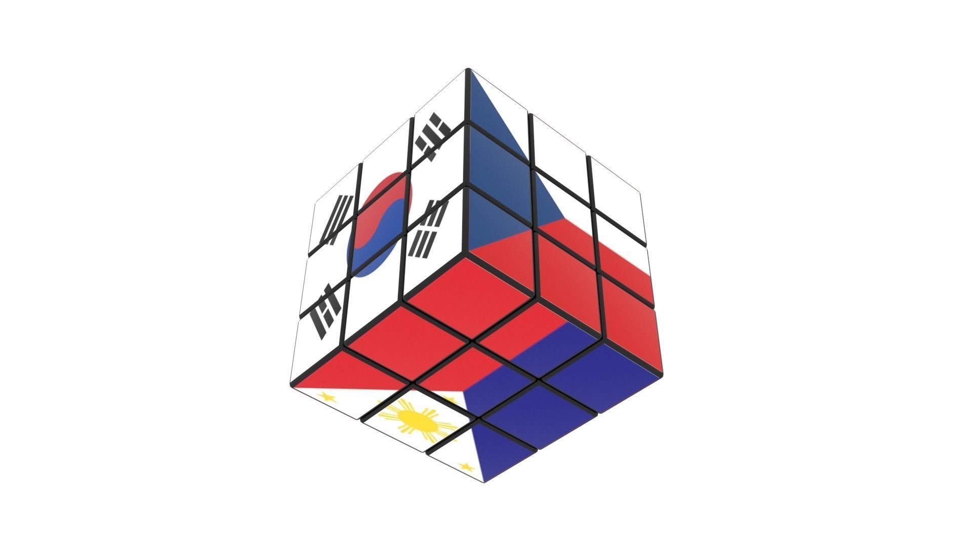 Rubiks Cubes With Flags Set 3D model | CGTrader