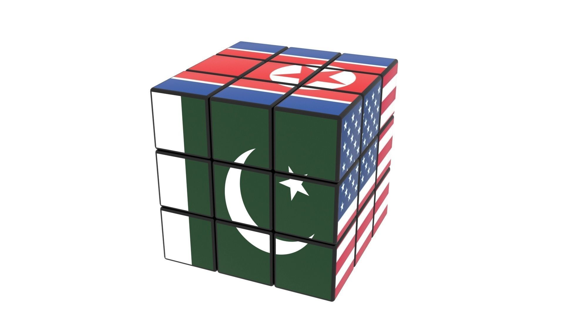 Rubiks Cubes With Flags Set 3D model | CGTrader