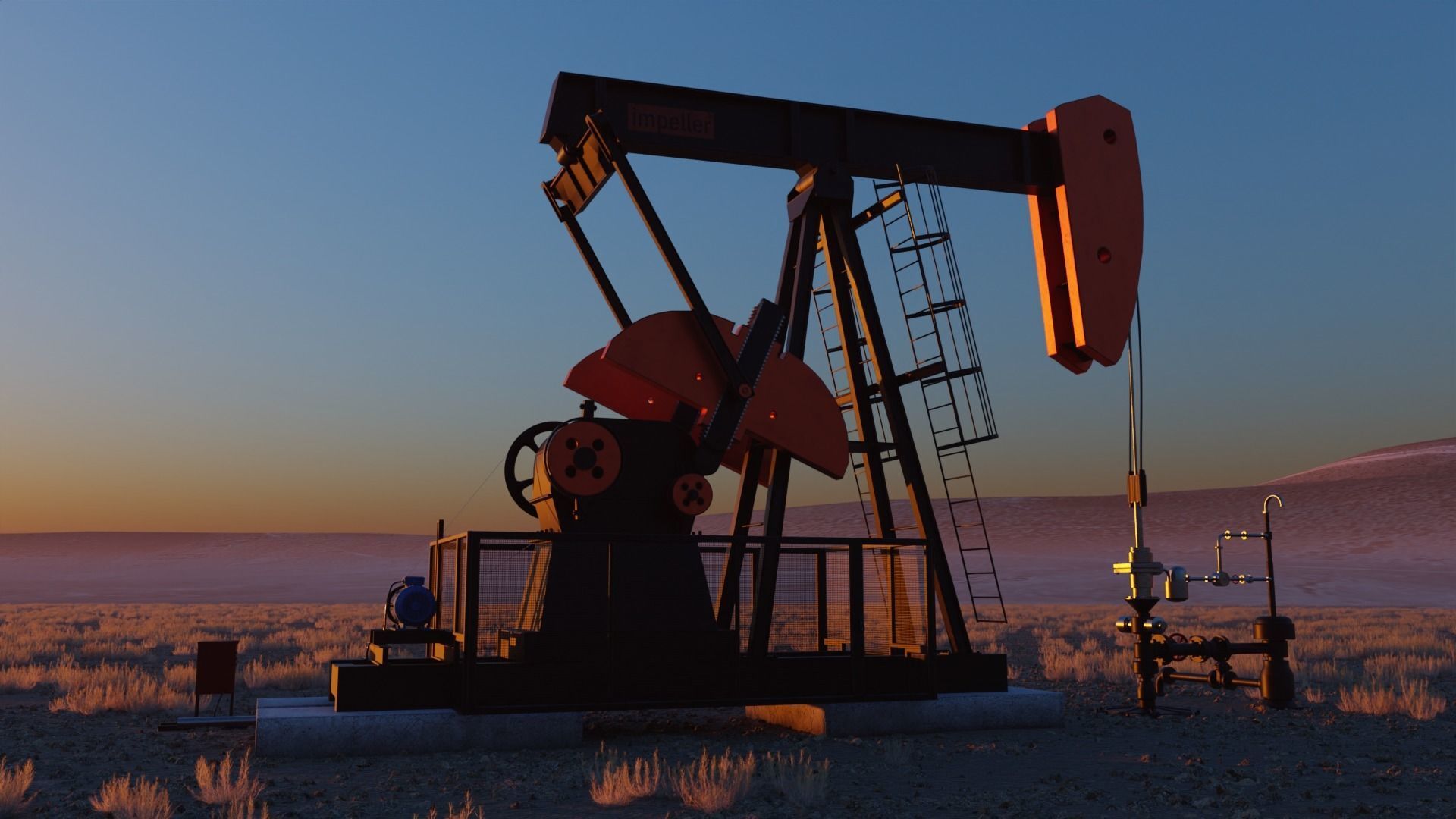 Oil pumpjack Animated Rigged PBR textures Cinematic Realistic 3D model ...