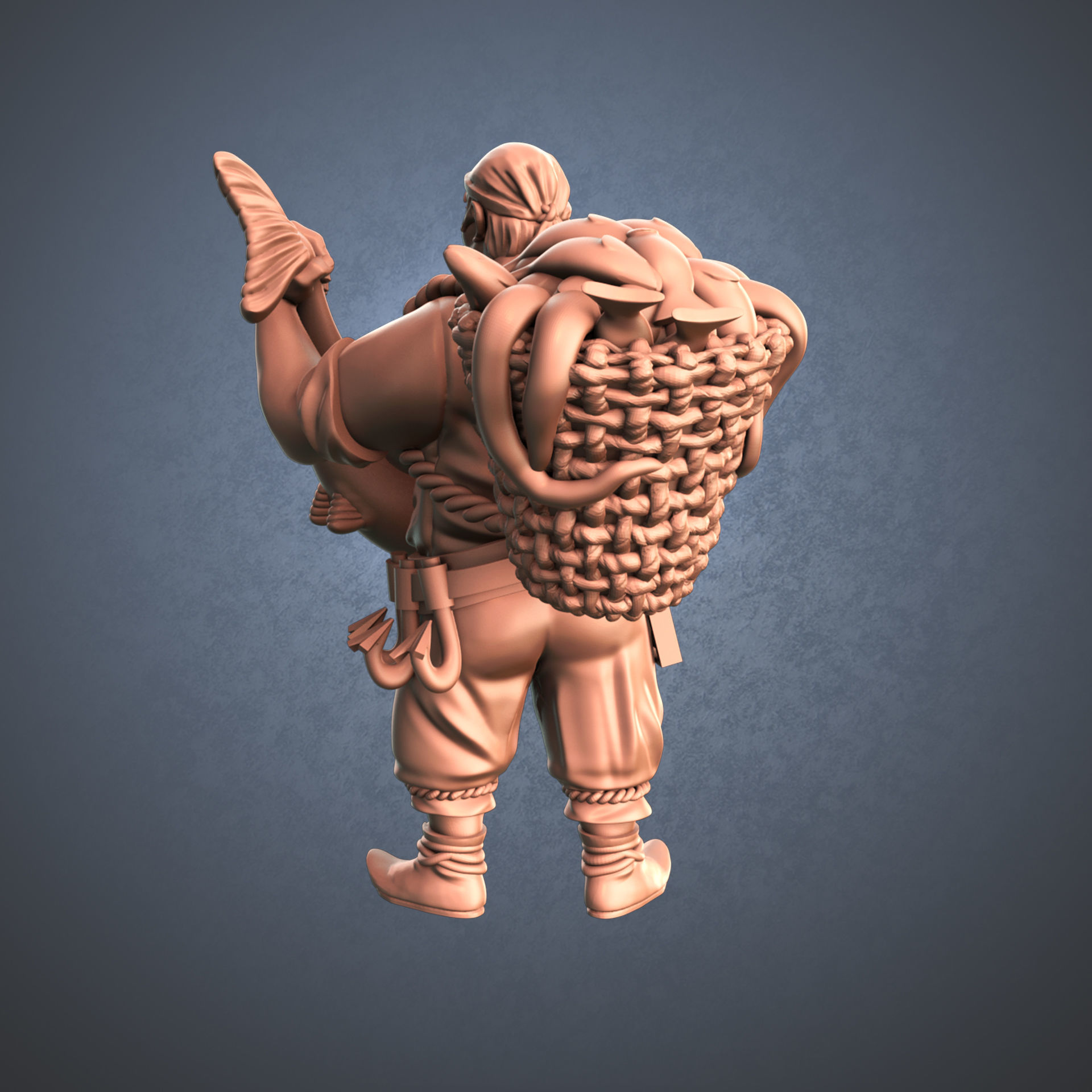 Fishmonger fisherman holding fish 3D model 3D printable | CGTrader