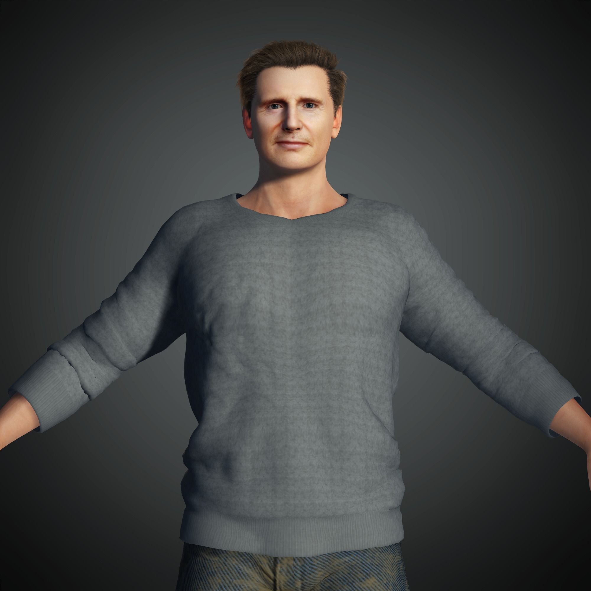 3D model Liam Neeson 3D Rigged model ready for animation VR / AR / low ...
