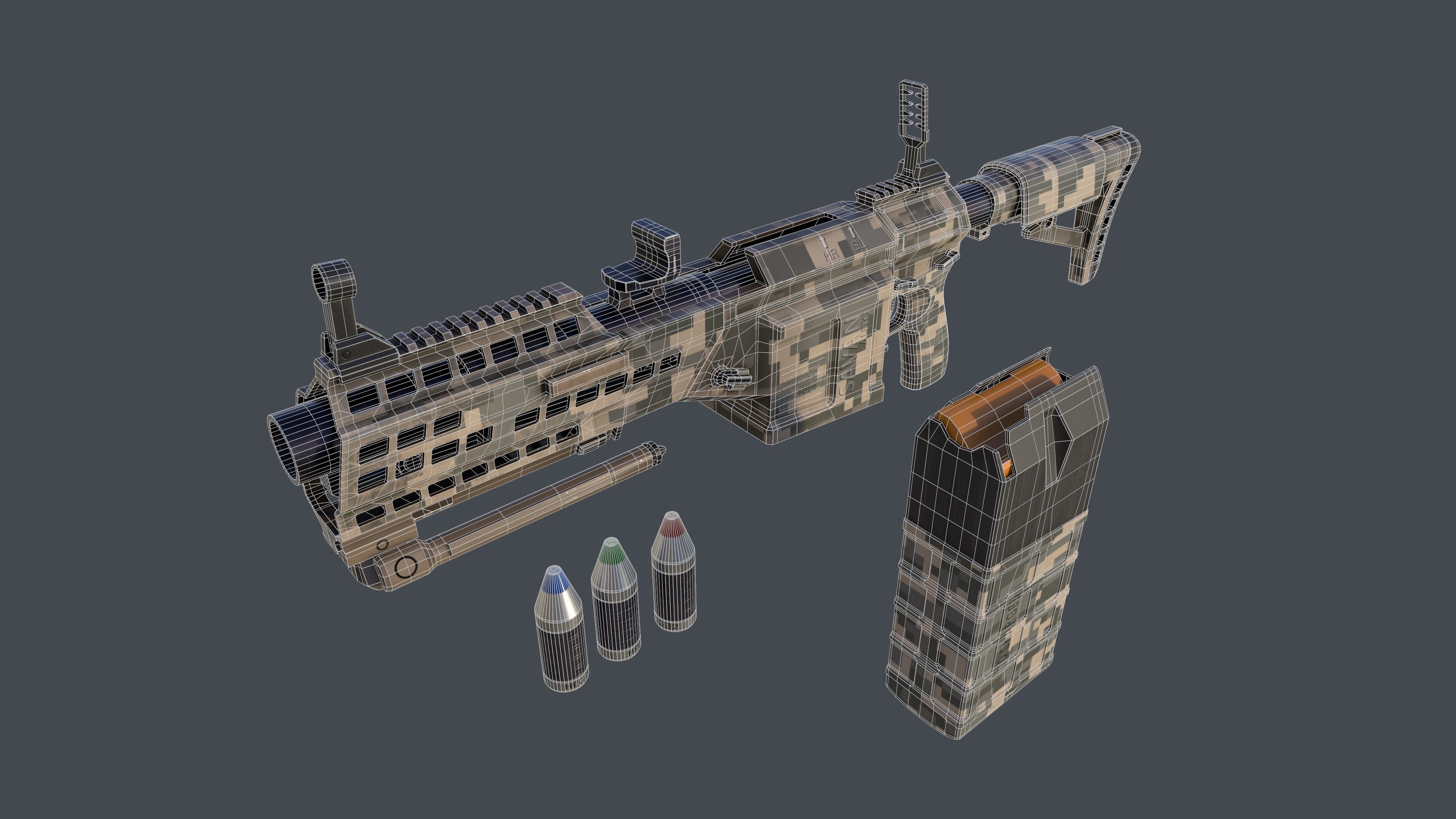 3D model Automatic Grenade Launcher Savan Caliber 32mm Pixel VR / AR ...