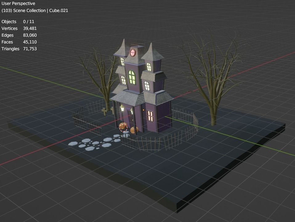 3D model Halloween Haunted House Spooky Low Poly Model 3D model VR / AR ...
