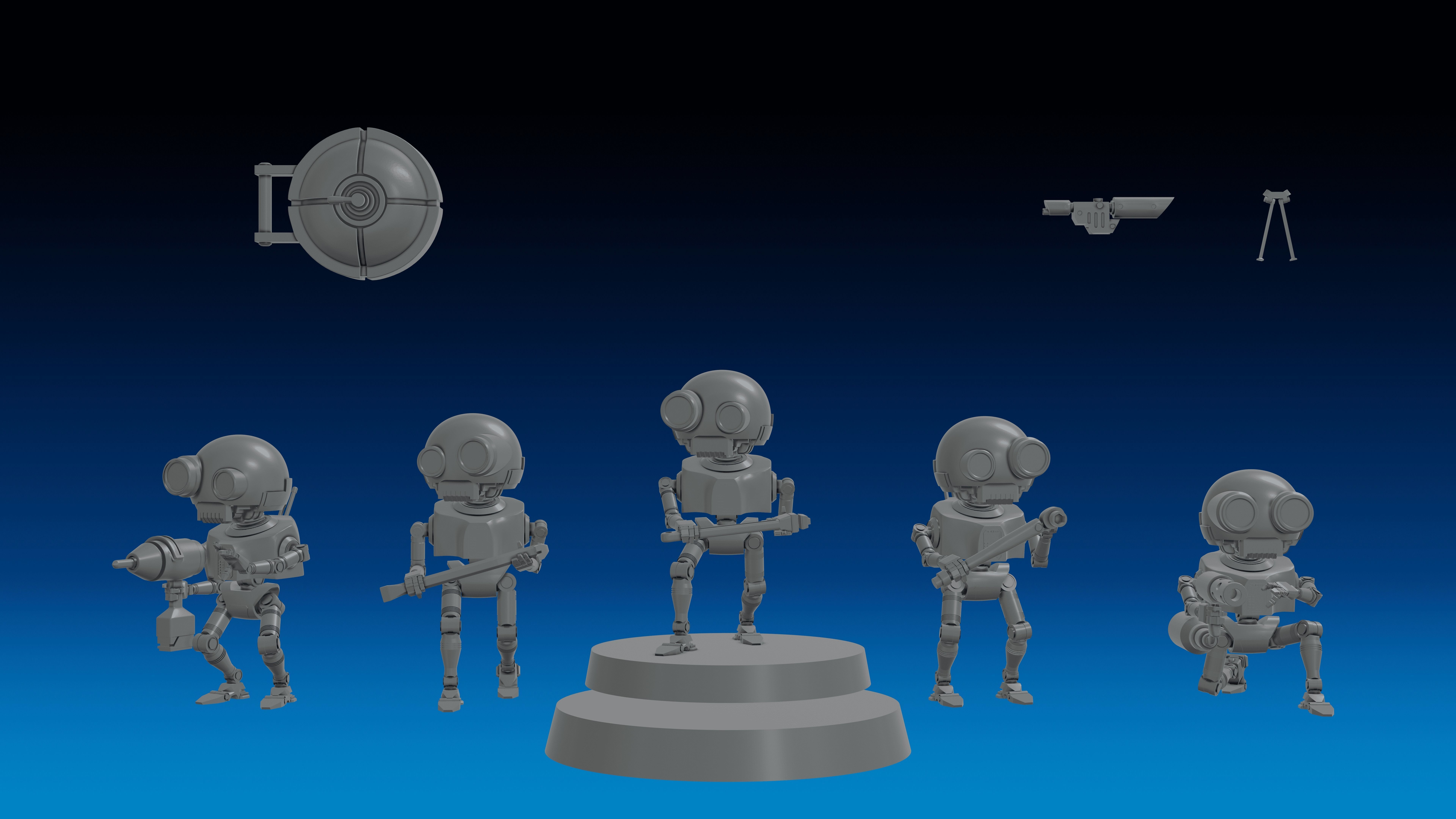 EXPENDABLE SERVOCORES - ASSISTANT DROID SQUAD -MONOPOSE- 28mm 3D model ...