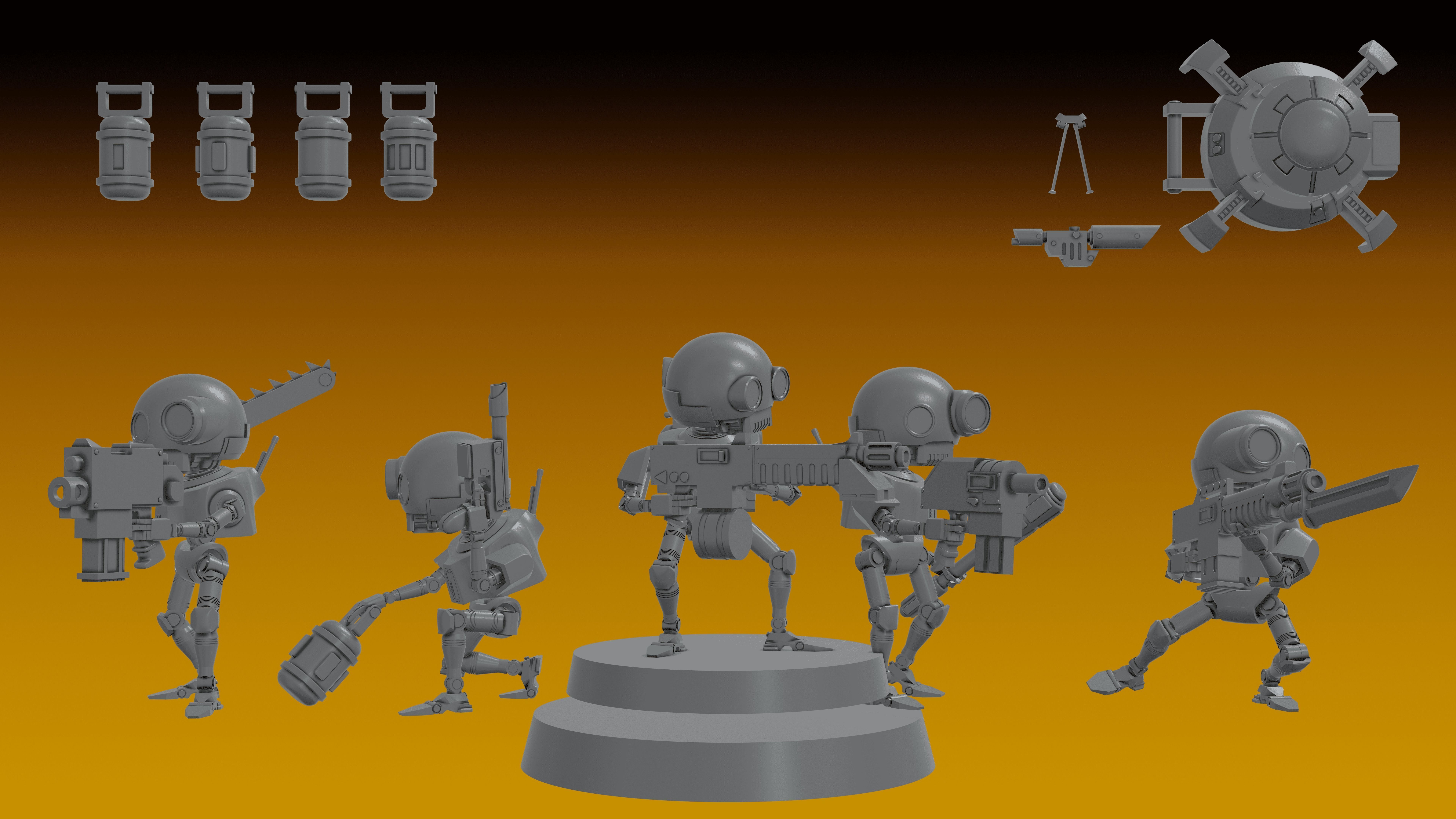 AUXILIARY SERVOCORES - ASSISTANT DROID SQUAD -MONOPOSE- 28mm 3D model ...