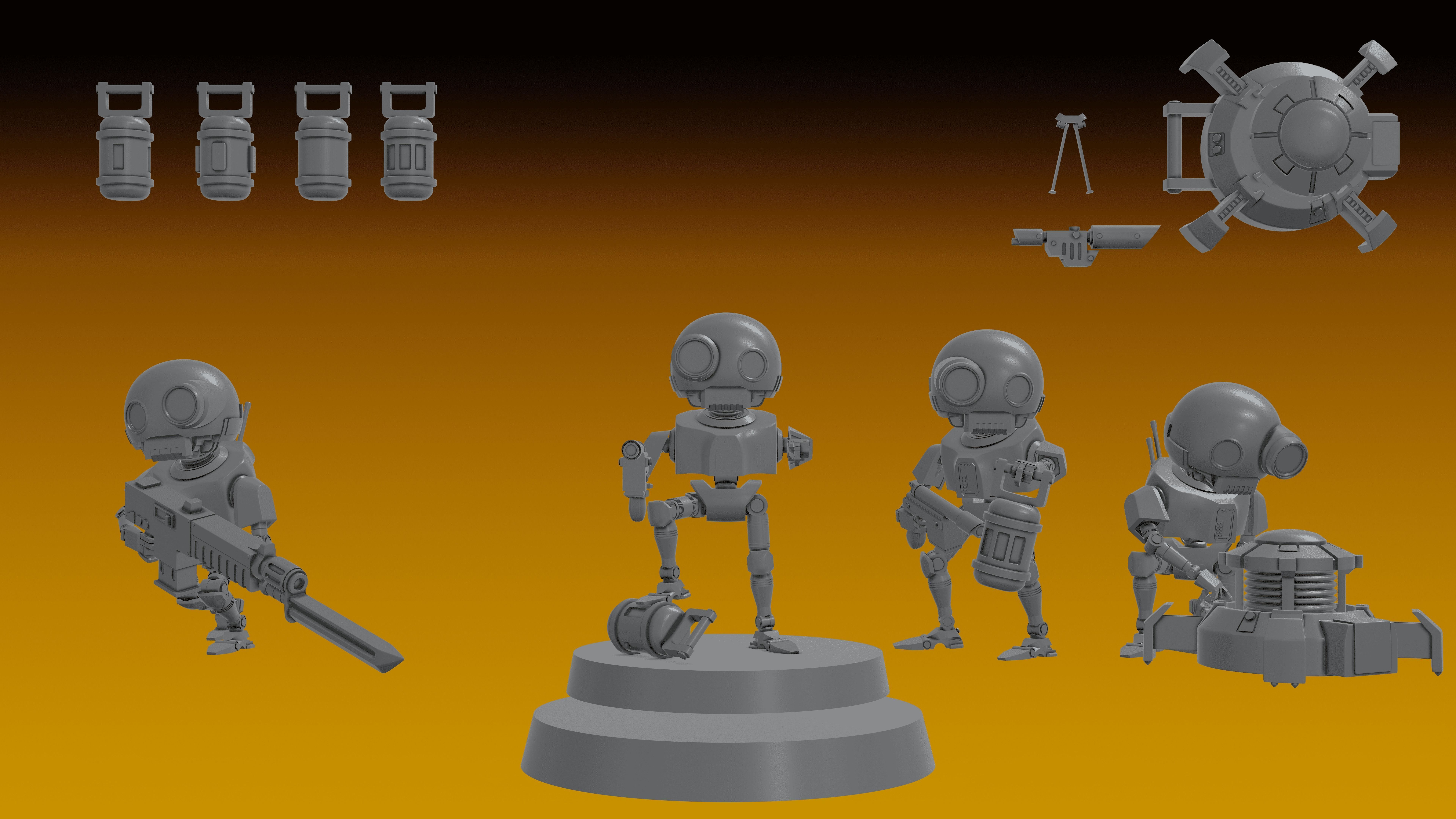 AUXILIARY SERVOCORES - ASSISTANT DROID SQUAD -MONOPOSE- 28mm 3D model ...