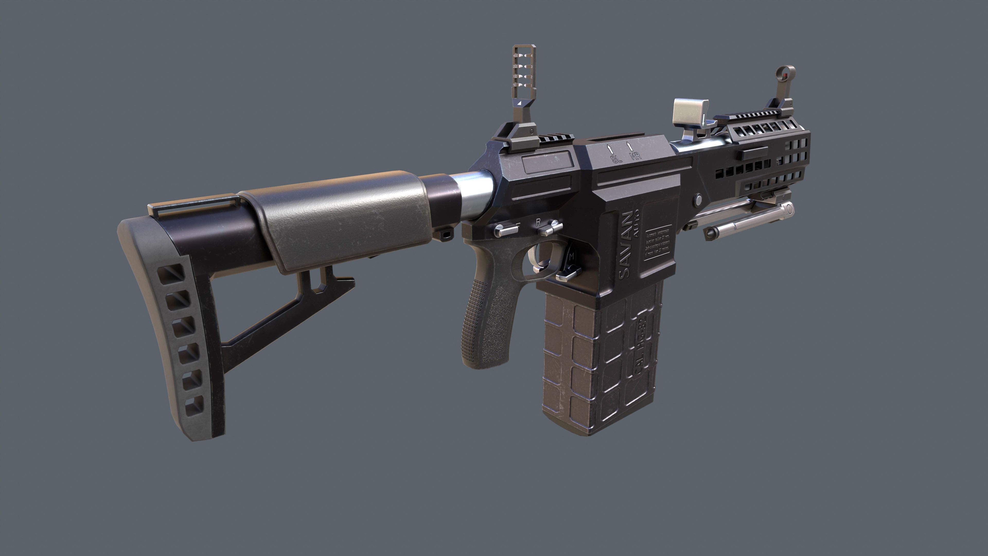 3D model Automatic Grenade Launcher Savan Caliber 32mm Steel VR / AR ...