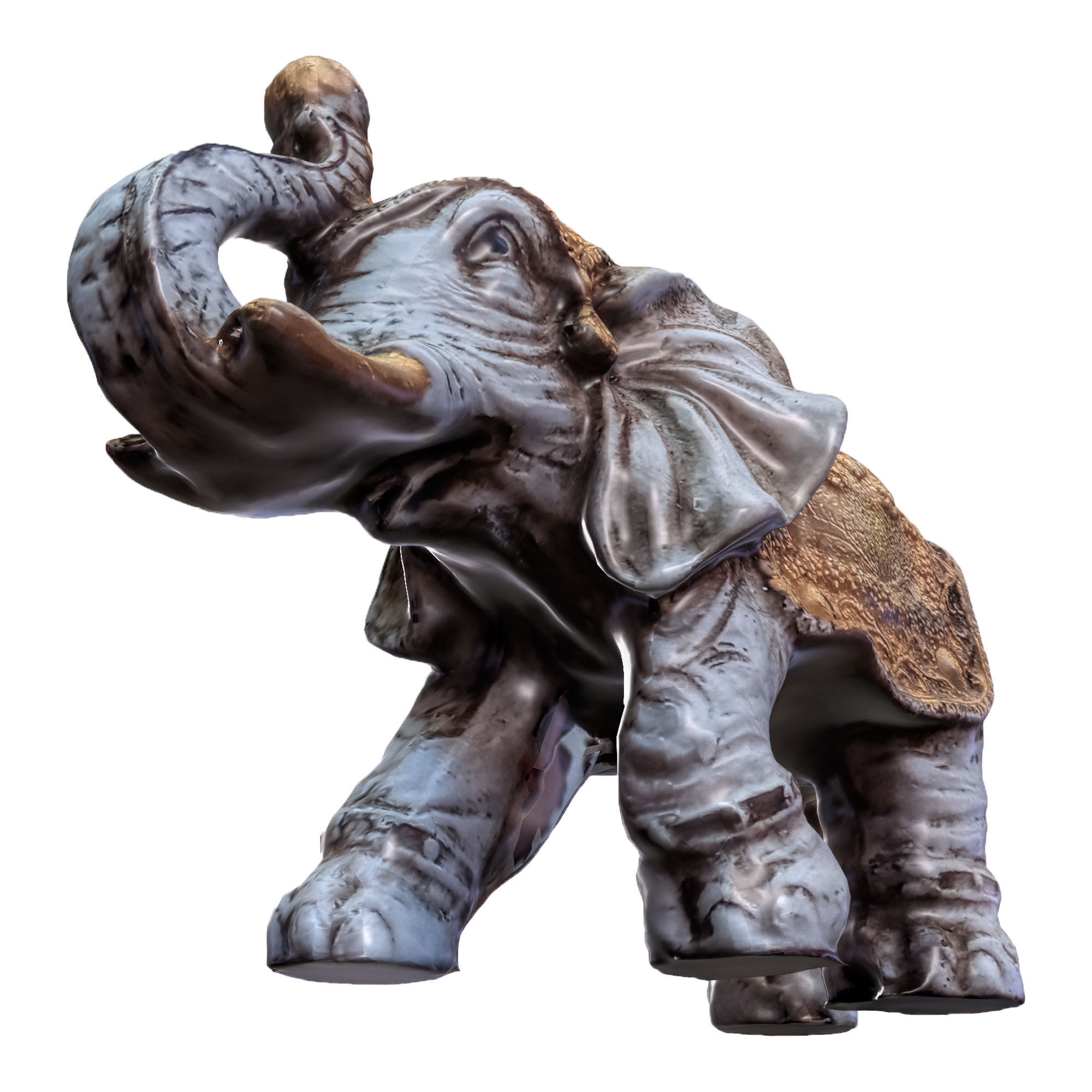 elephant 2 statue with tusks free 3D model | CGTrader