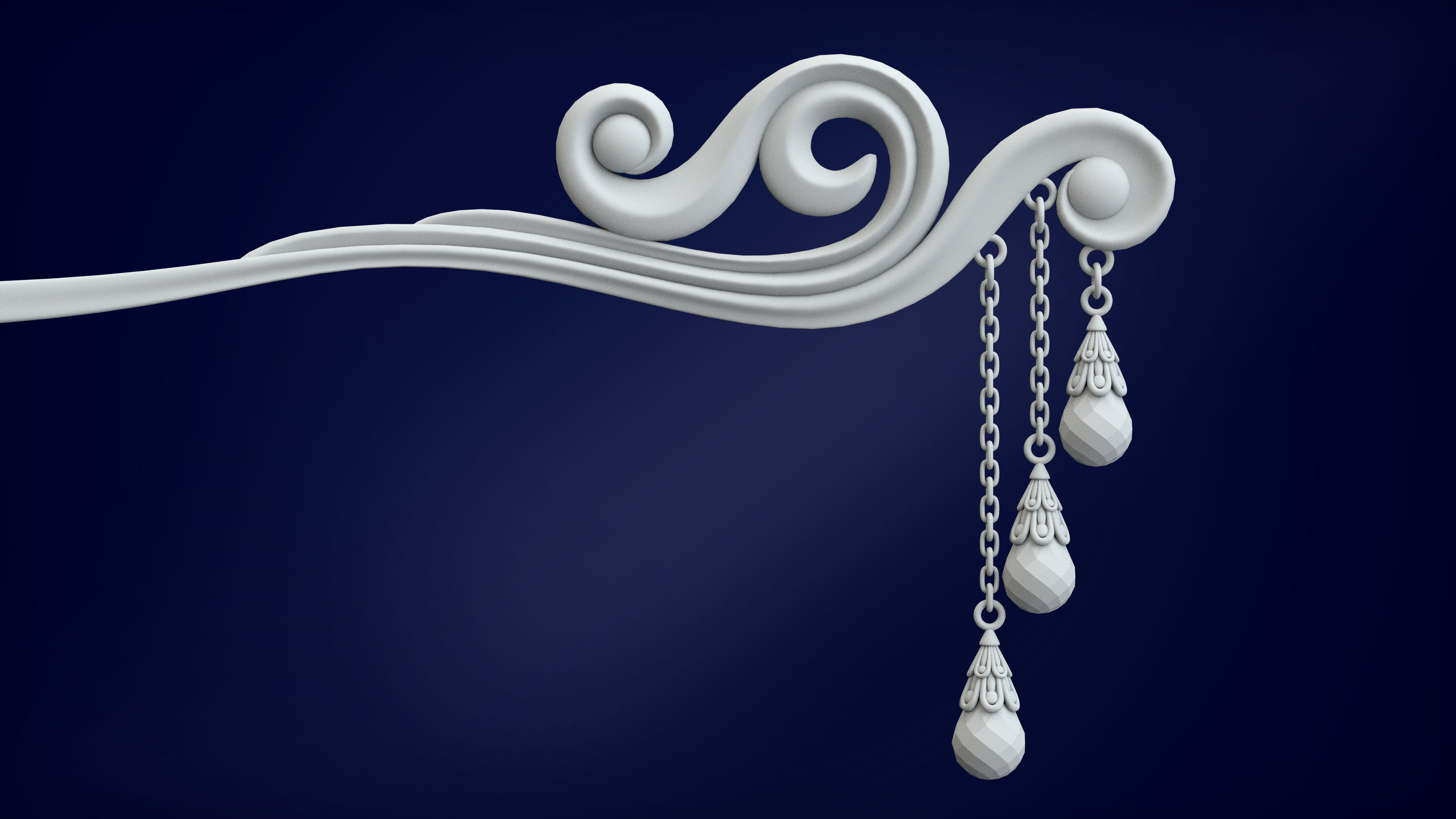 3D model Chinese Traditional Scroll Golden Hairstick-Hair Pin ...