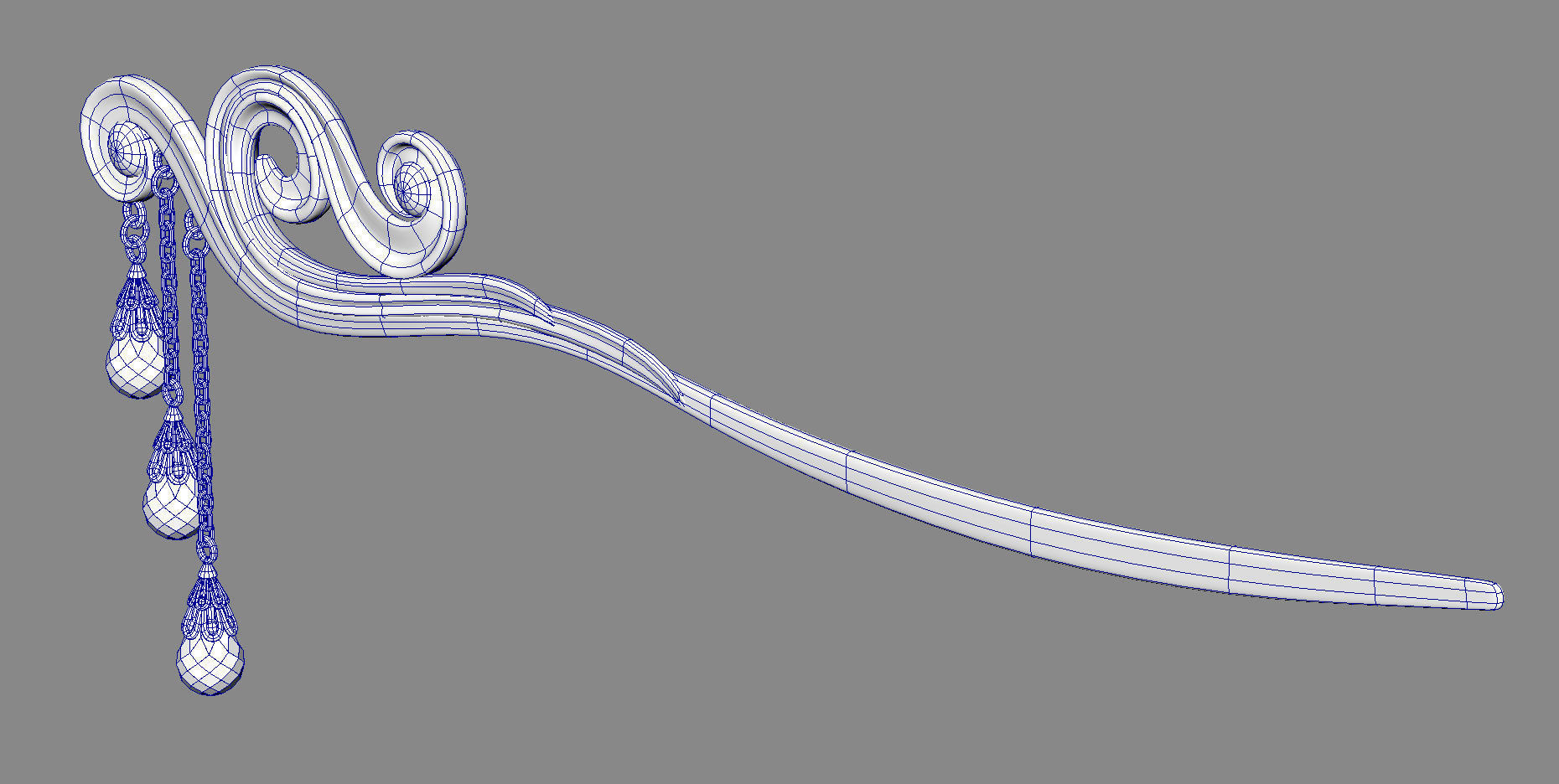 3D model Chinese Traditional Scroll Golden Hairstick-Hair Pin ...