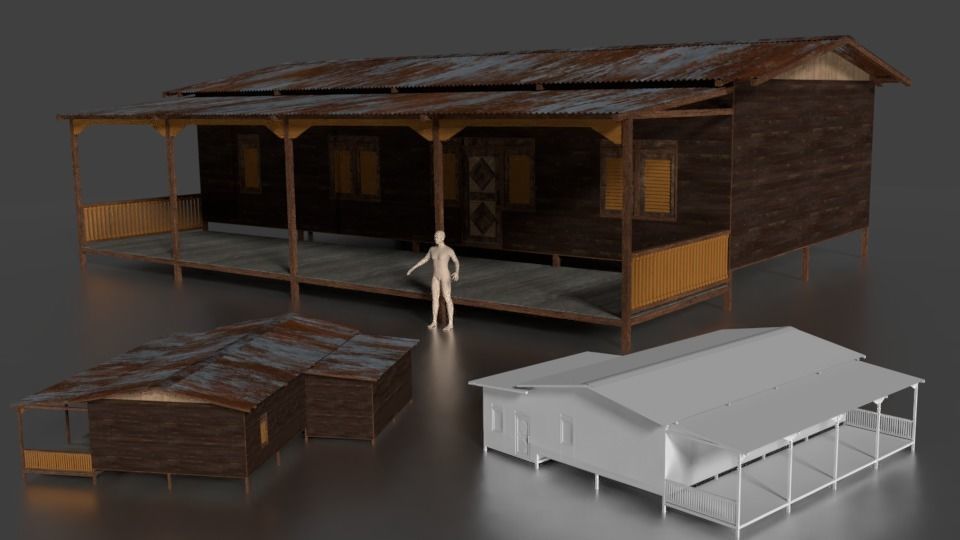 Rumah kayu panggung 003-004 3D model | CGTrader
