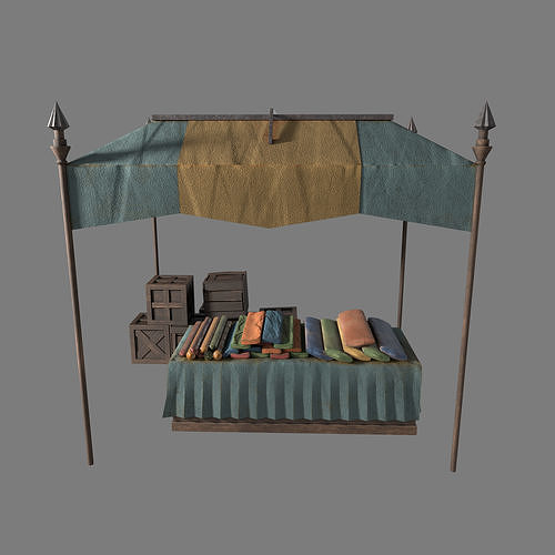 Ancient Booth Cloth stall 3D model | CGTrader