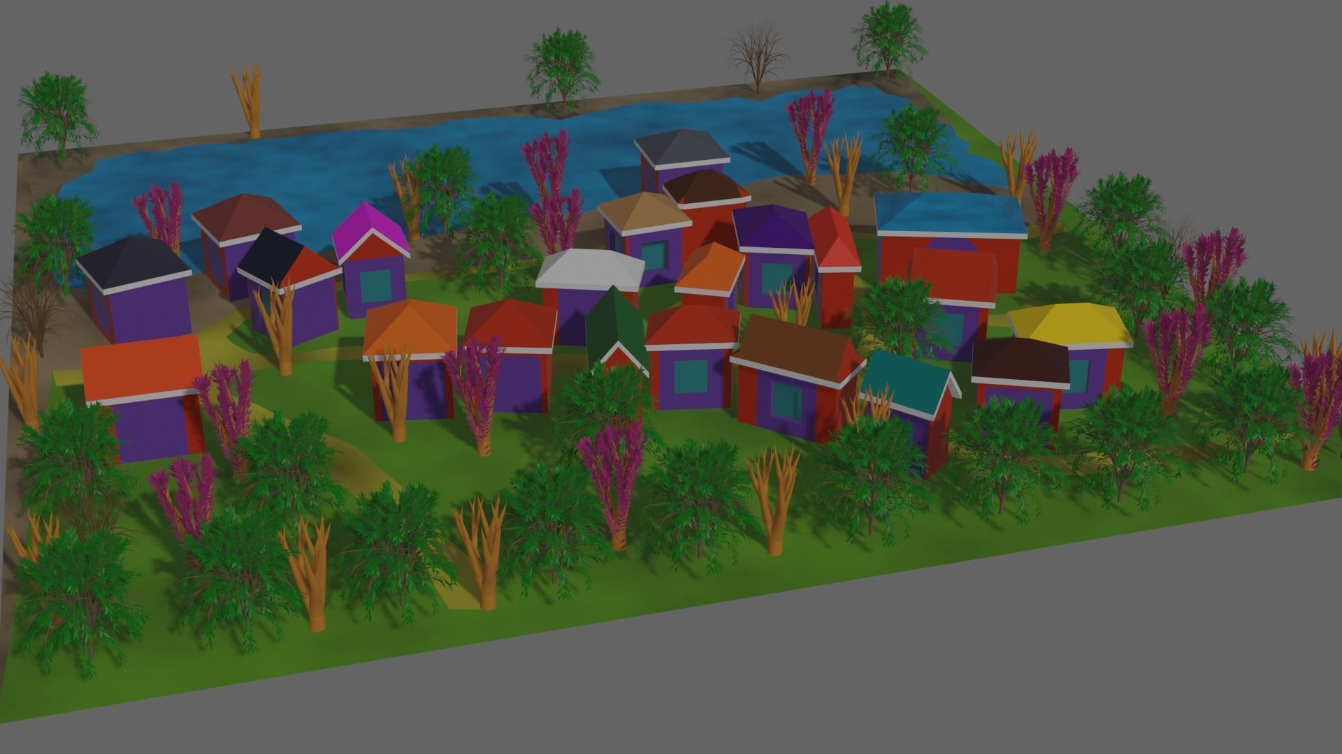 3D model village secomber VR / AR / low-poly | CGTrader