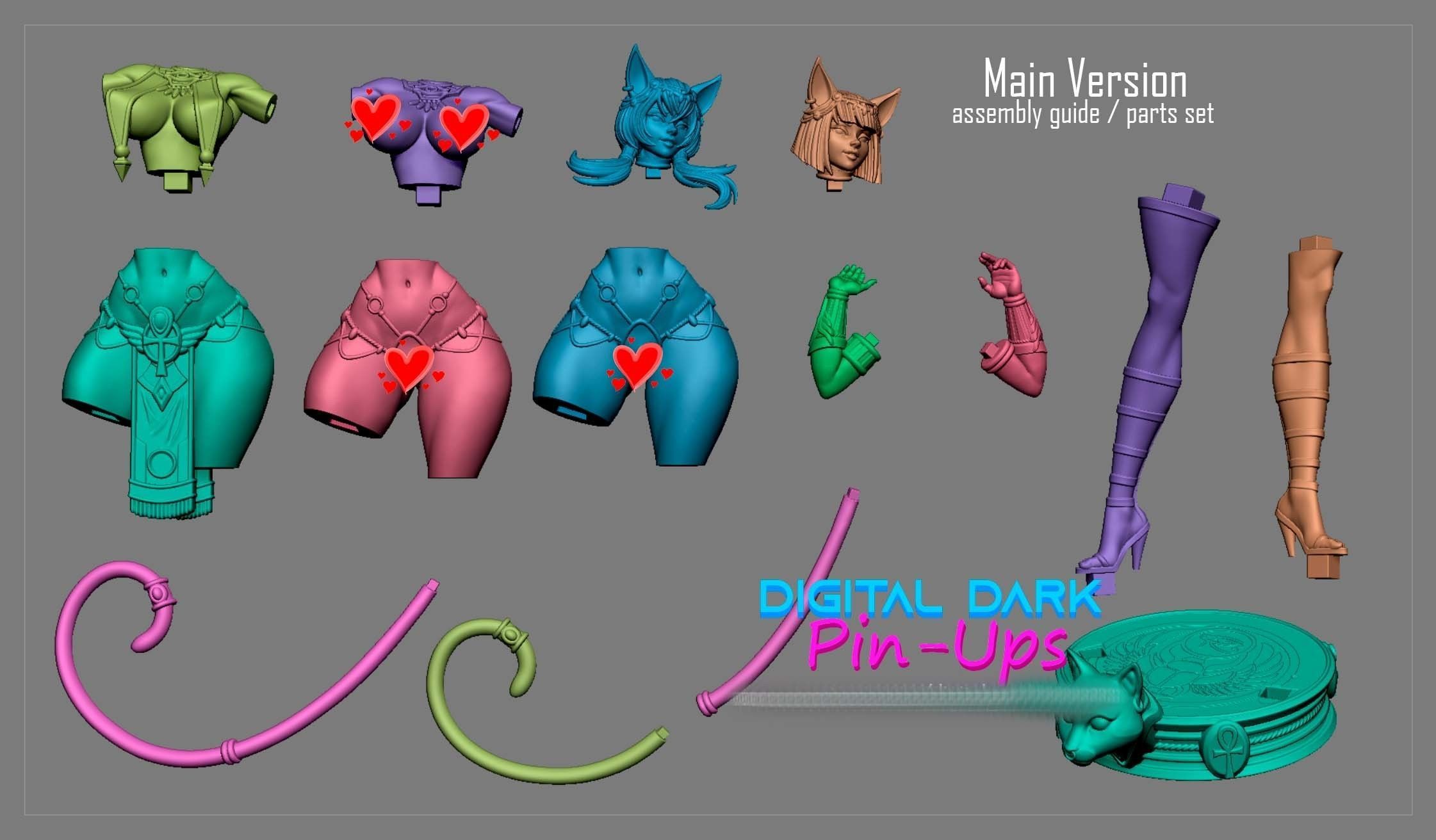 Egyptian Catgirl With Nsfw Version And Miniatures 100mm 3d Model 3d