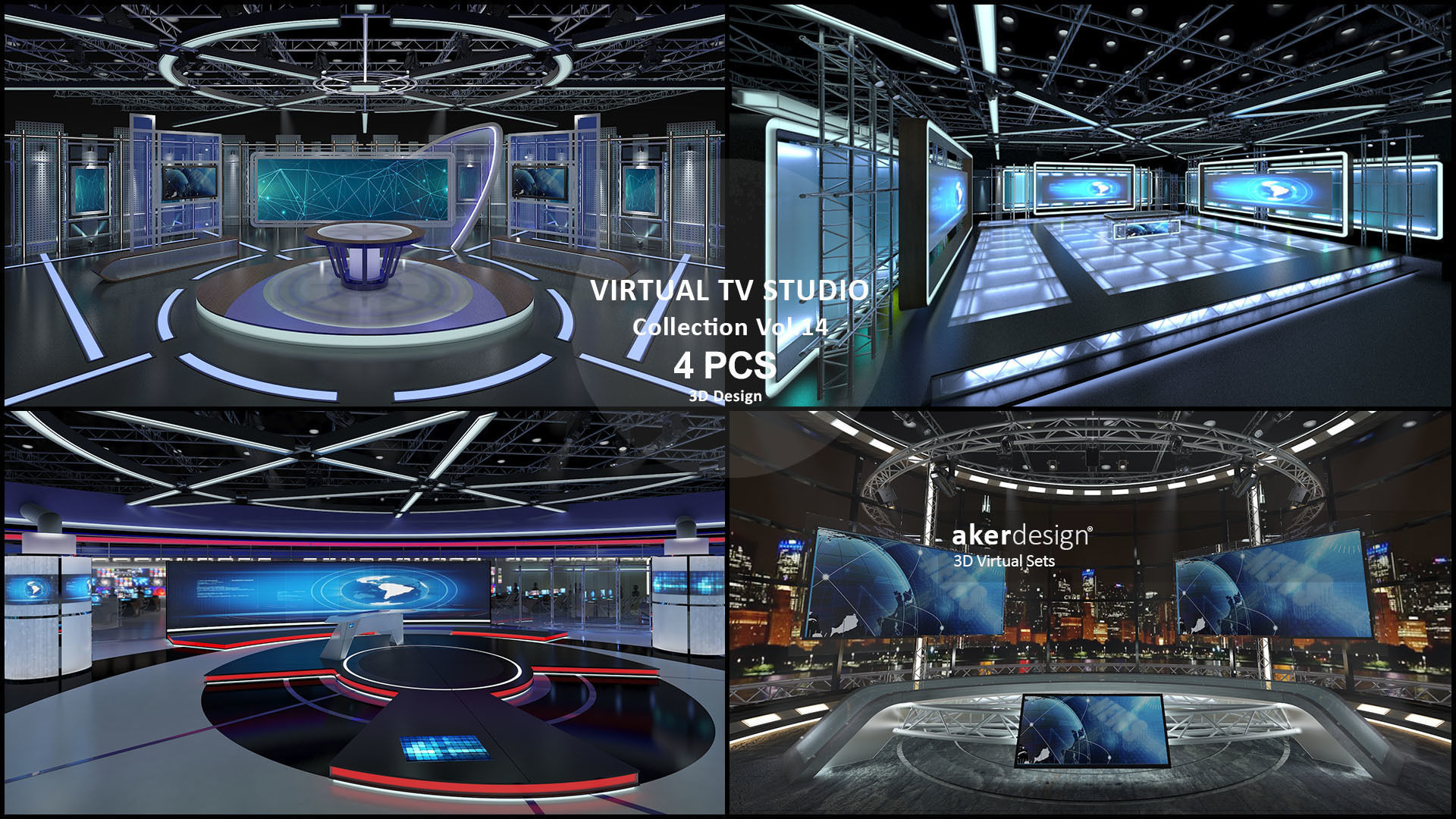 Virtual TV Studio Sets - Collection Vol 14 - 4 PCS DESIGN 3D model ...